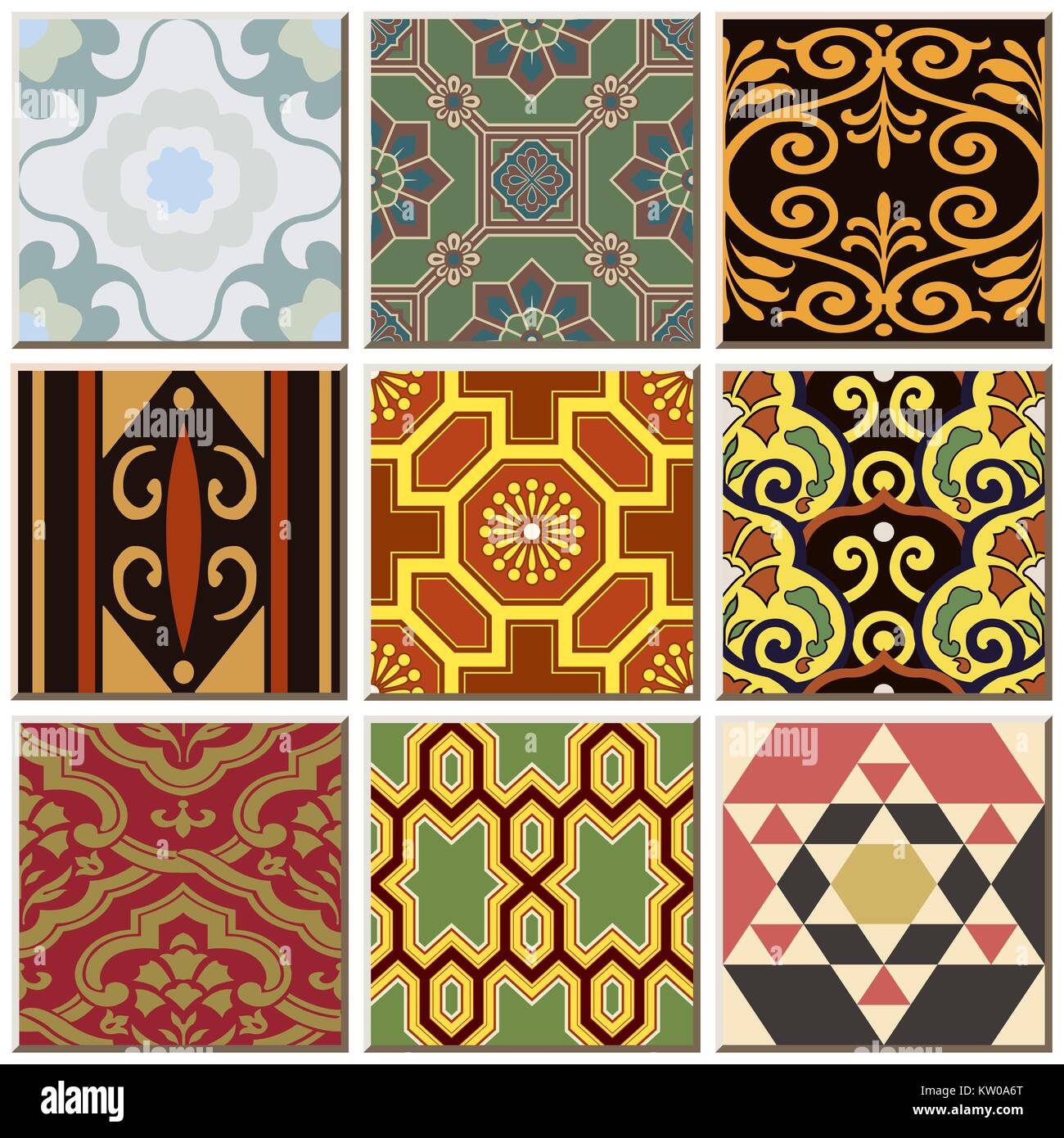 Lisbon antique retro ceramic tile pattern combo collection set Stock ...