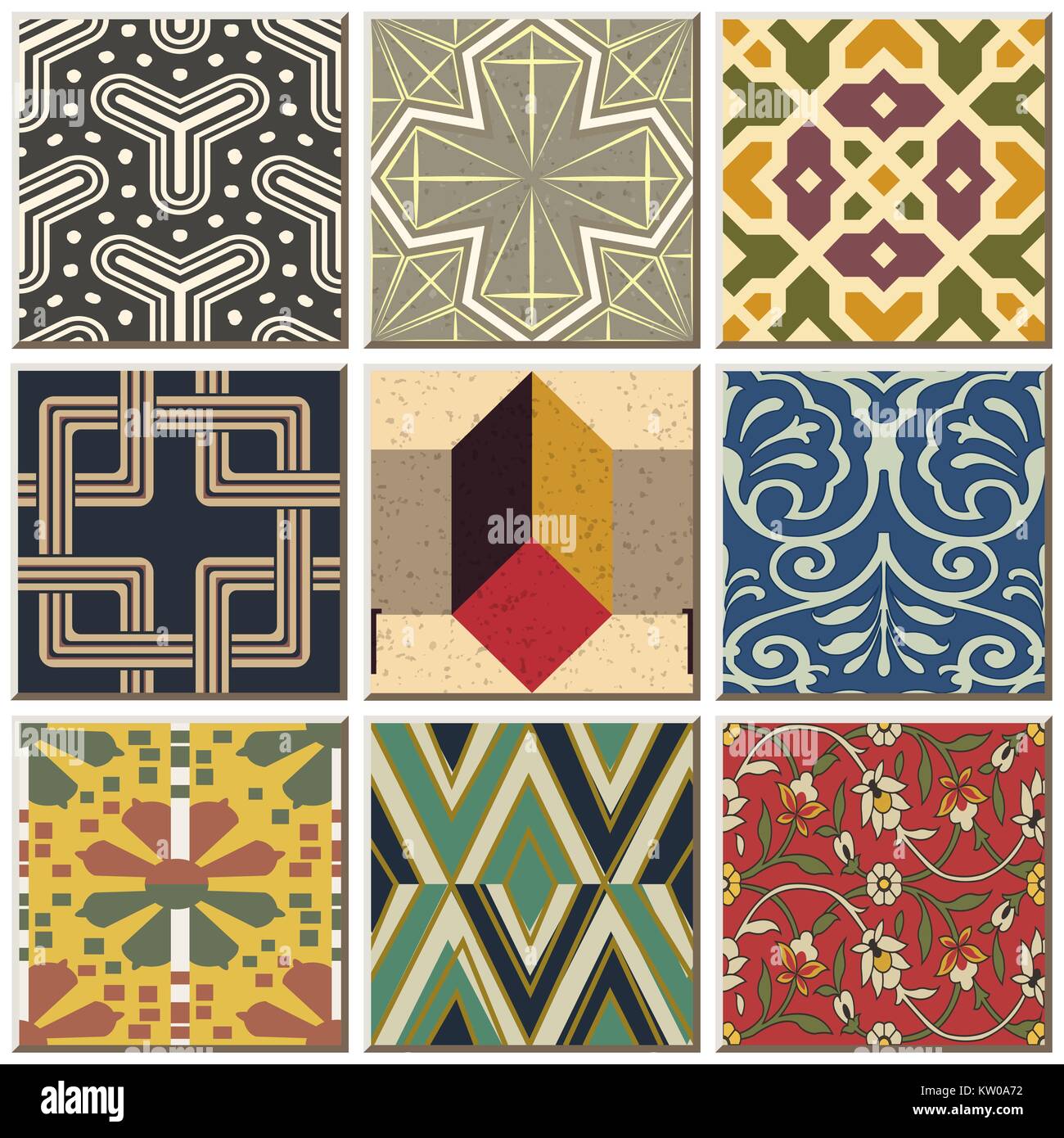 Lisbon antique retro ceramic tile pattern combo collection set Stock ...