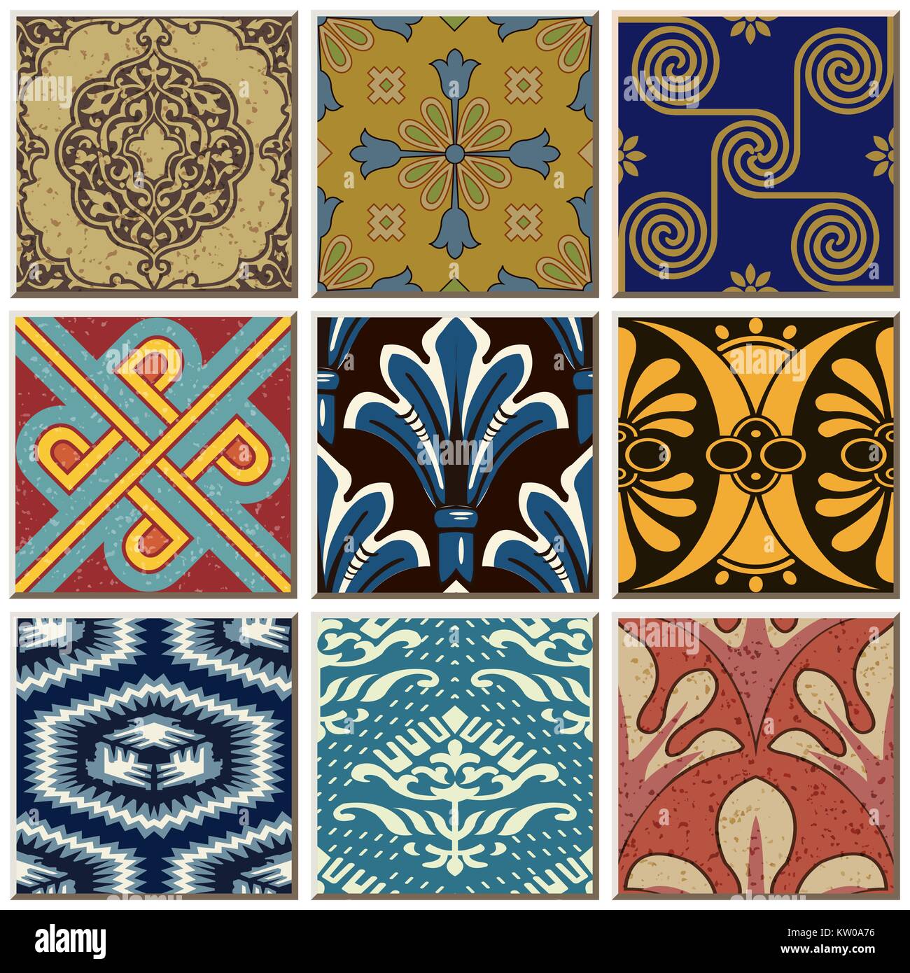 Lisbon antique retro ceramic tile pattern combo collection set Stock ...