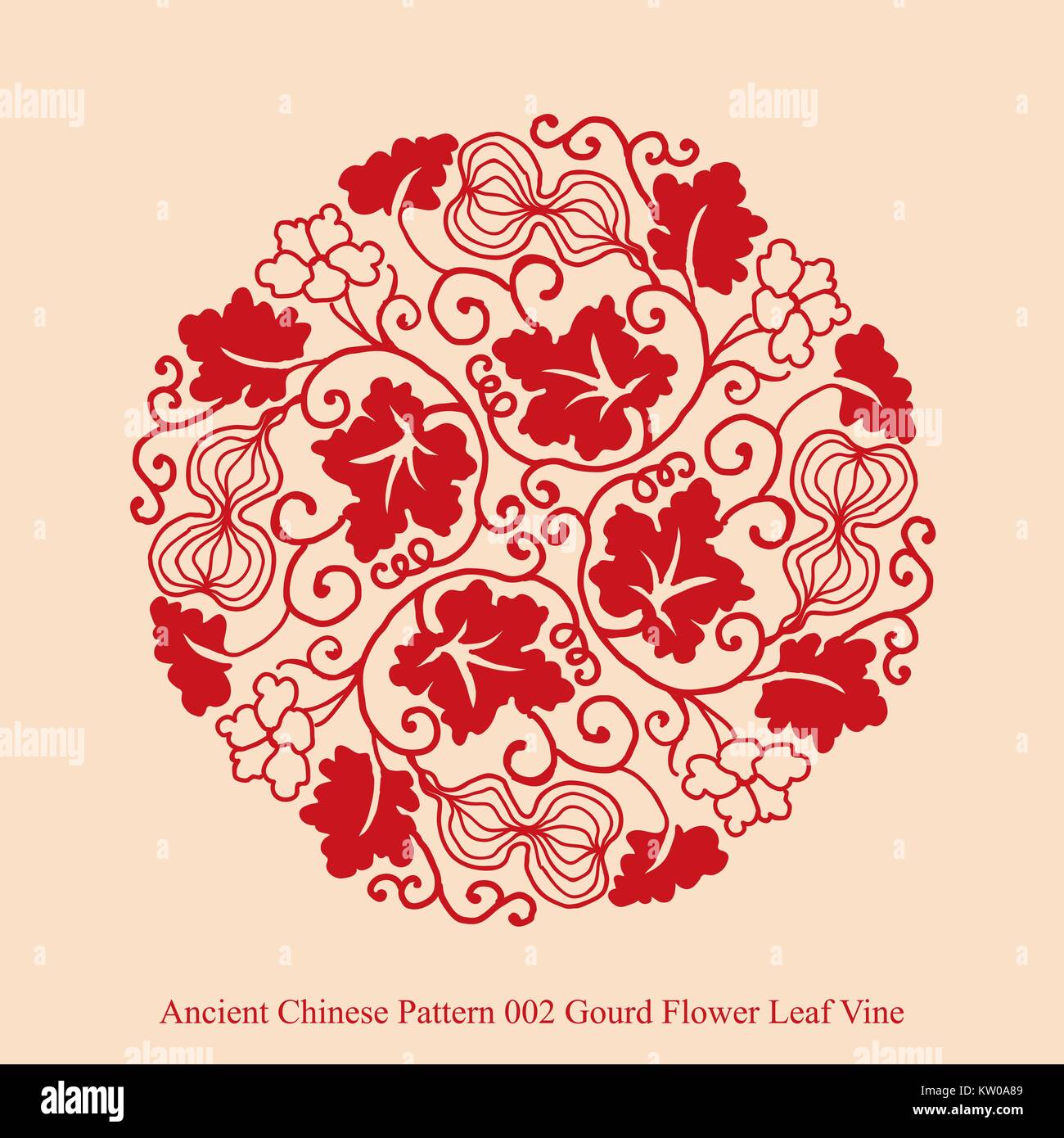 Ancient Chinese Pattern of Gourd Flower Leaf Vine Stock Vector Image ...