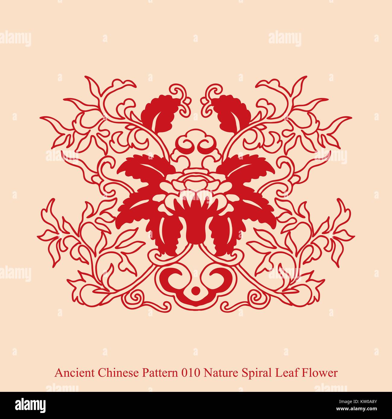 Ancient Chinese Pattern of Nature Spiral Leaf Flower Stock Vector Image ...