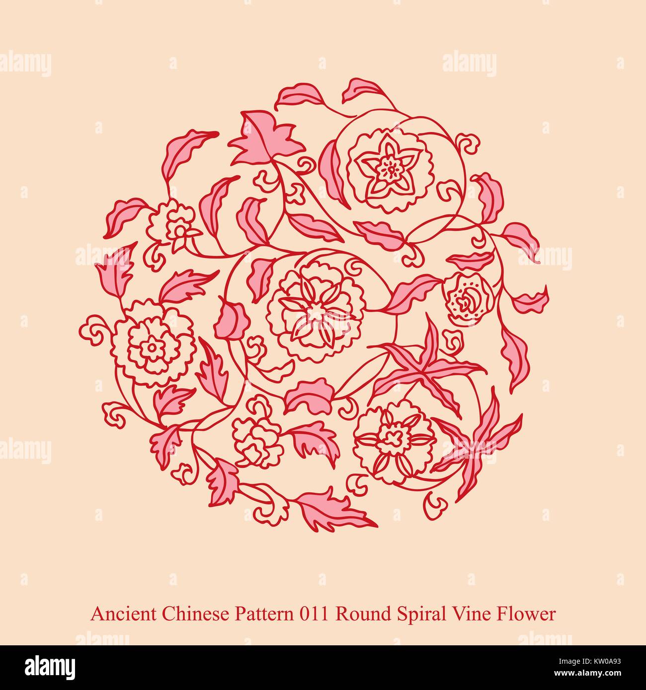 Ancient Chinese Pattern of Round Spiral Vine Flower Stock Vector Image ...