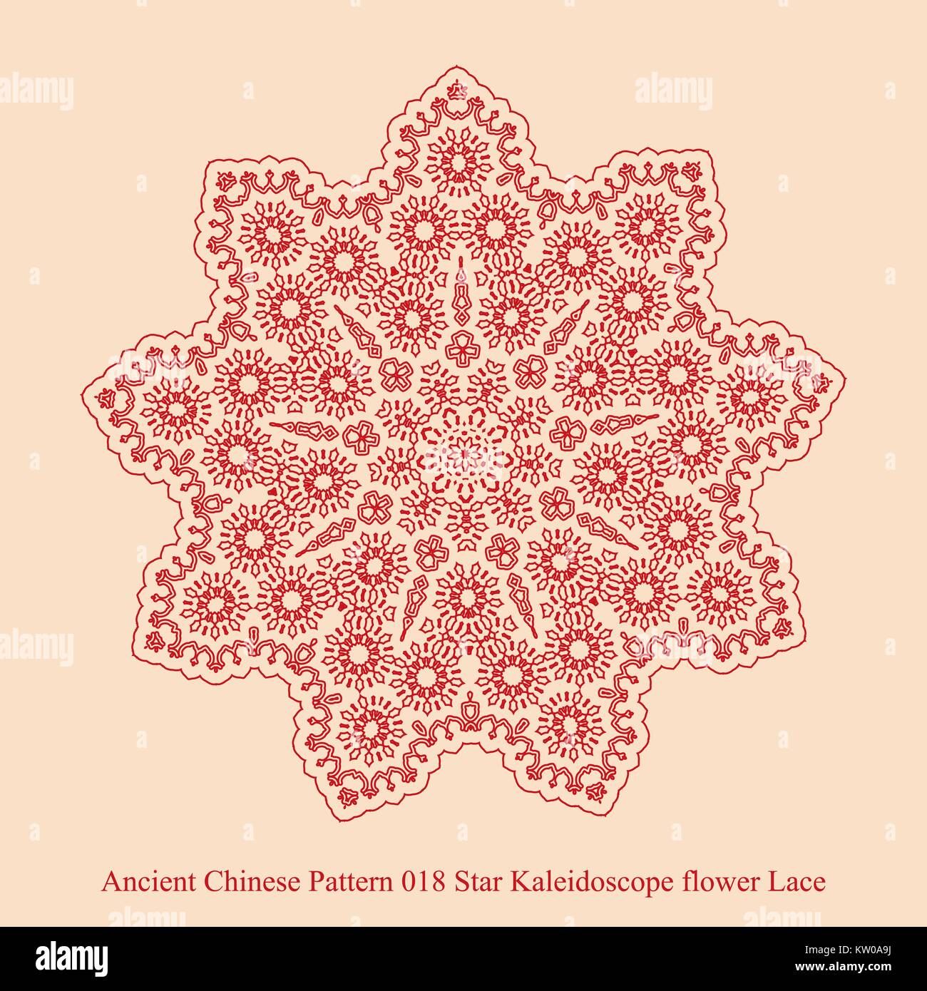 Ancient Chinese Pattern of Star Kaleidoscope flower Lace Stock Vector ...