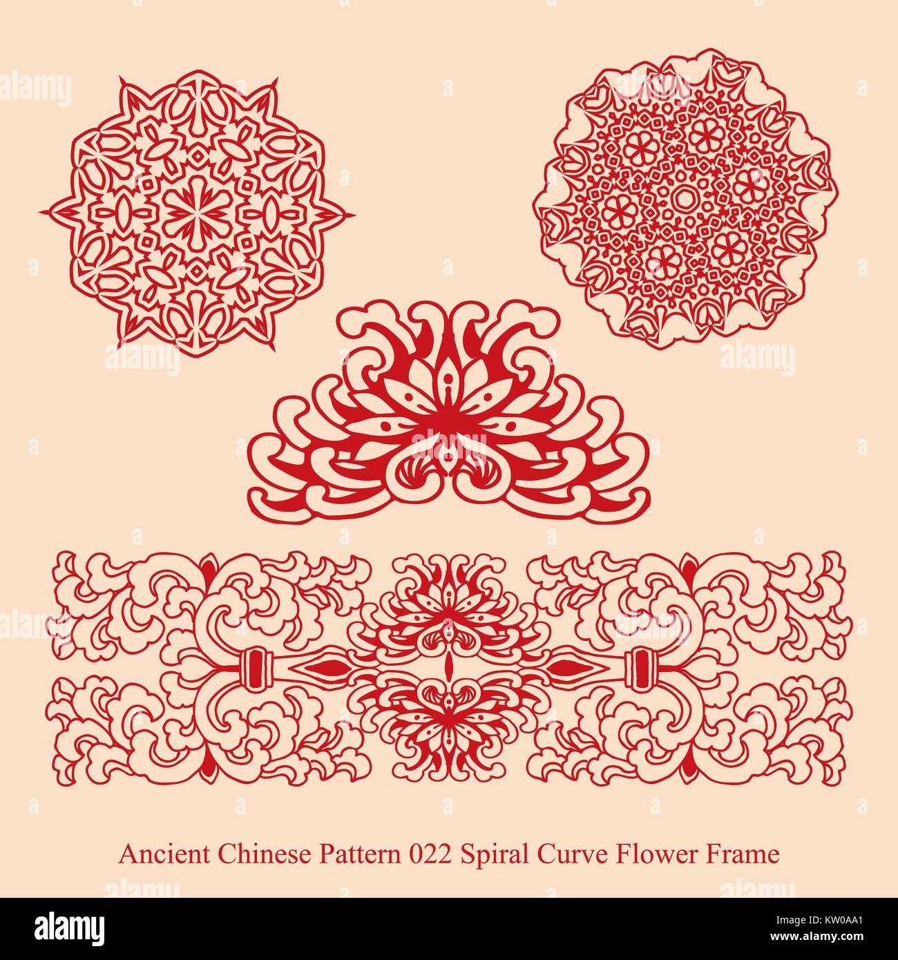 Ancient Chinese Pattern of Spiral Curve Flower Frame Stock Vector Image ...