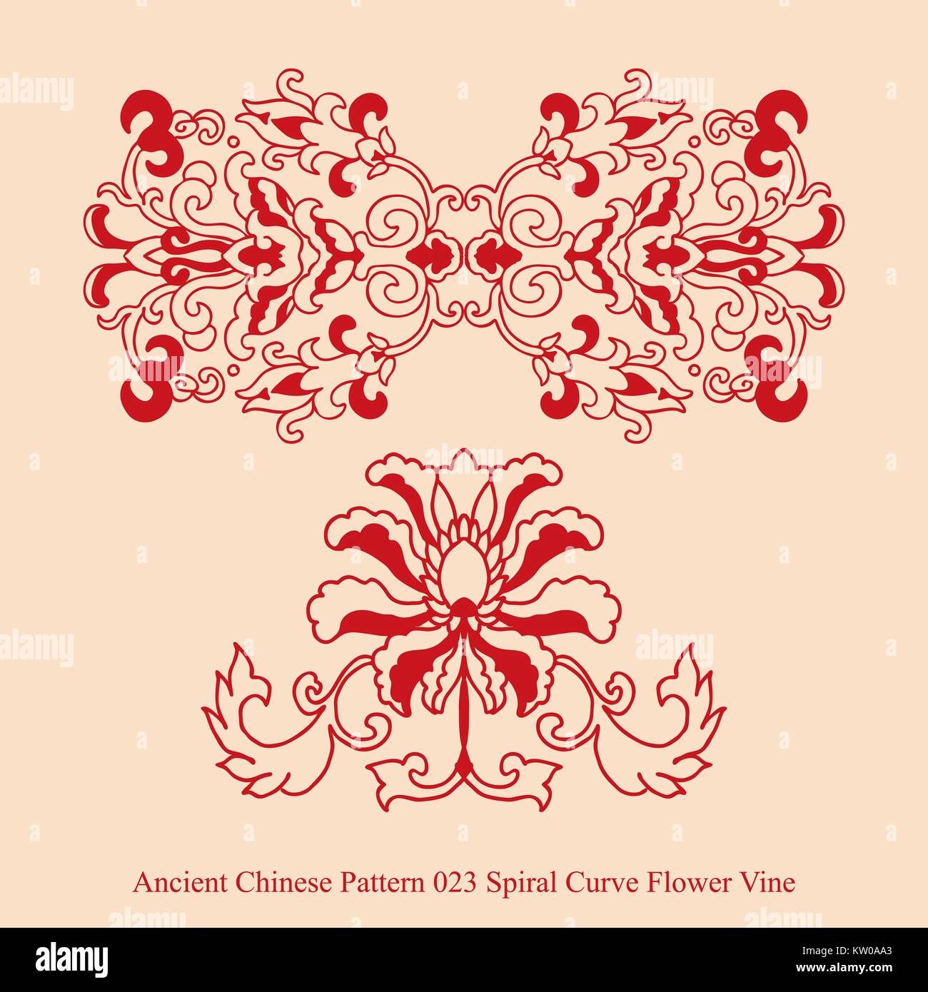 Ancient Chinese Pattern of Spiral Curve Flower Vine Stock Vector Image ...