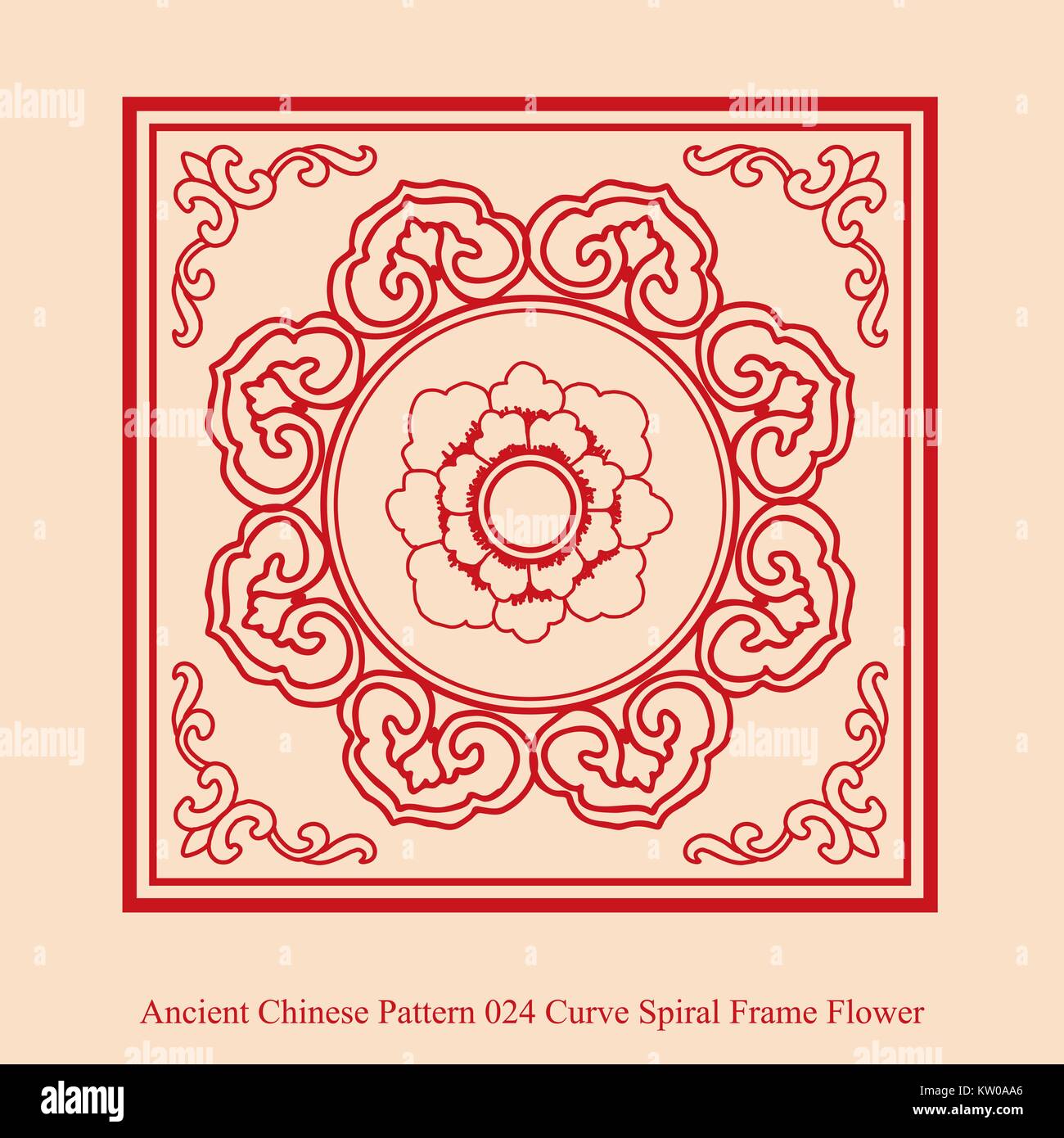 Ancient Chinese Pattern of Curve Spiral Frame Flower Stock Vector Image ...