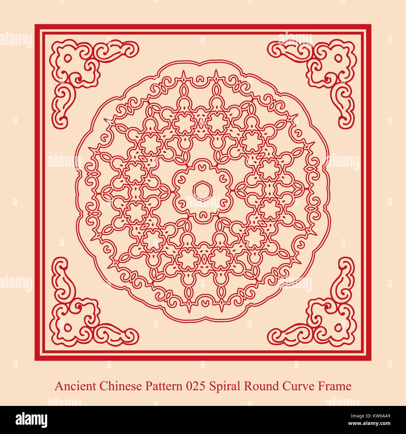 Ancient Chinese Pattern of Spiral Round Curve Frame Stock Vector Image ...