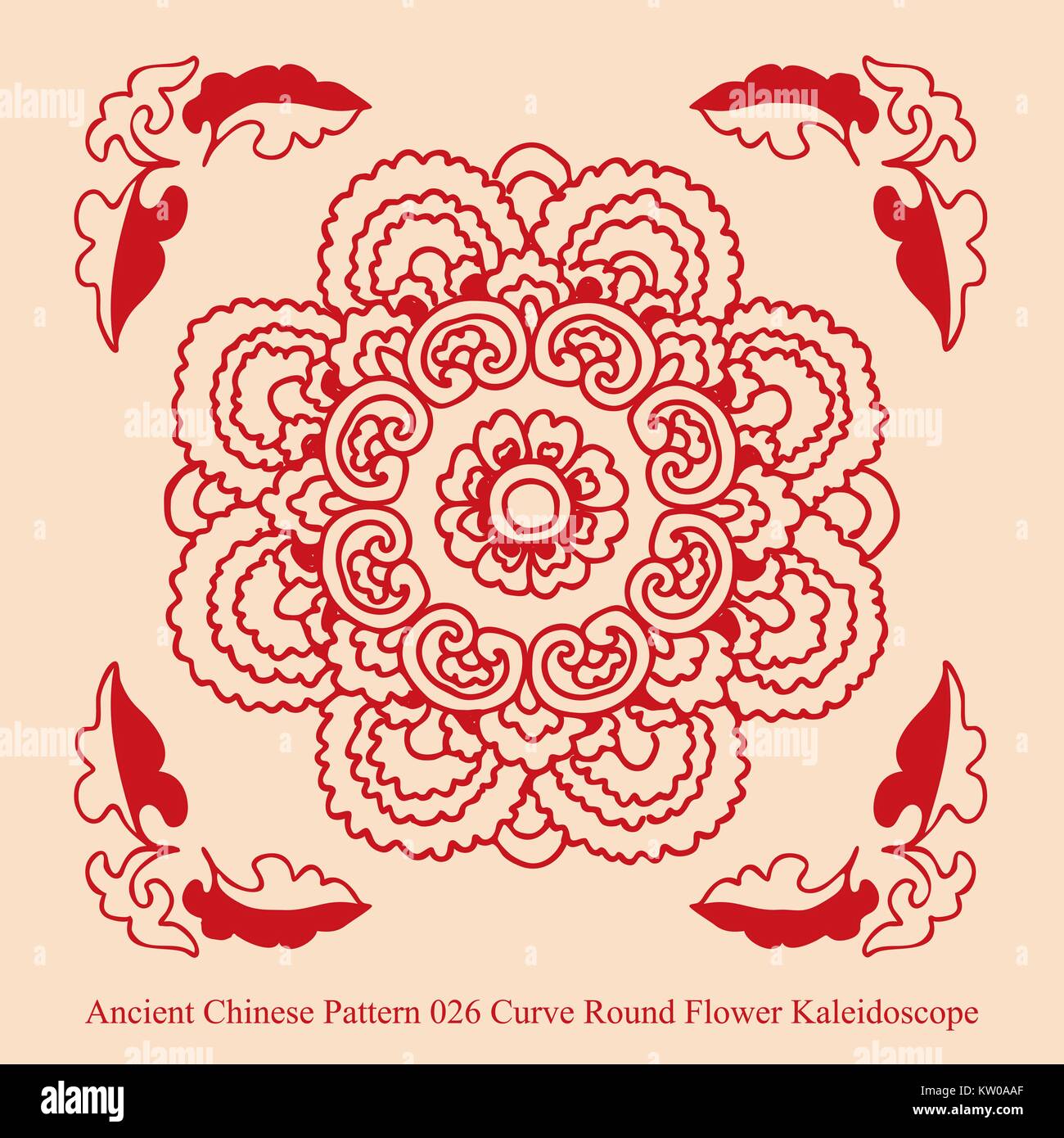 Ancient Chinese Pattern of Curve Round Flower Kaleidoscope Stock Vector ...