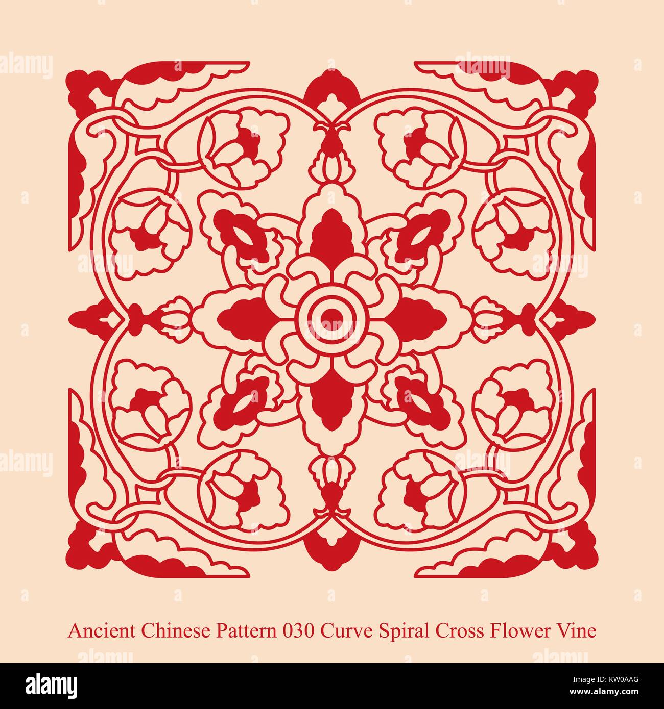 Ancient Chinese Pattern of Curve Spiral Cross Flower Vine Stock Vector ...