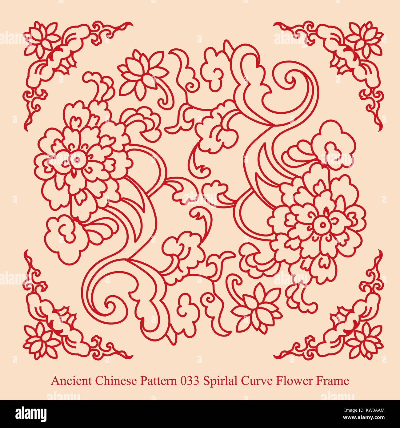 Ancient Chinese Pattern of Spiral Curve Flower Frame Stock Vector Image ...