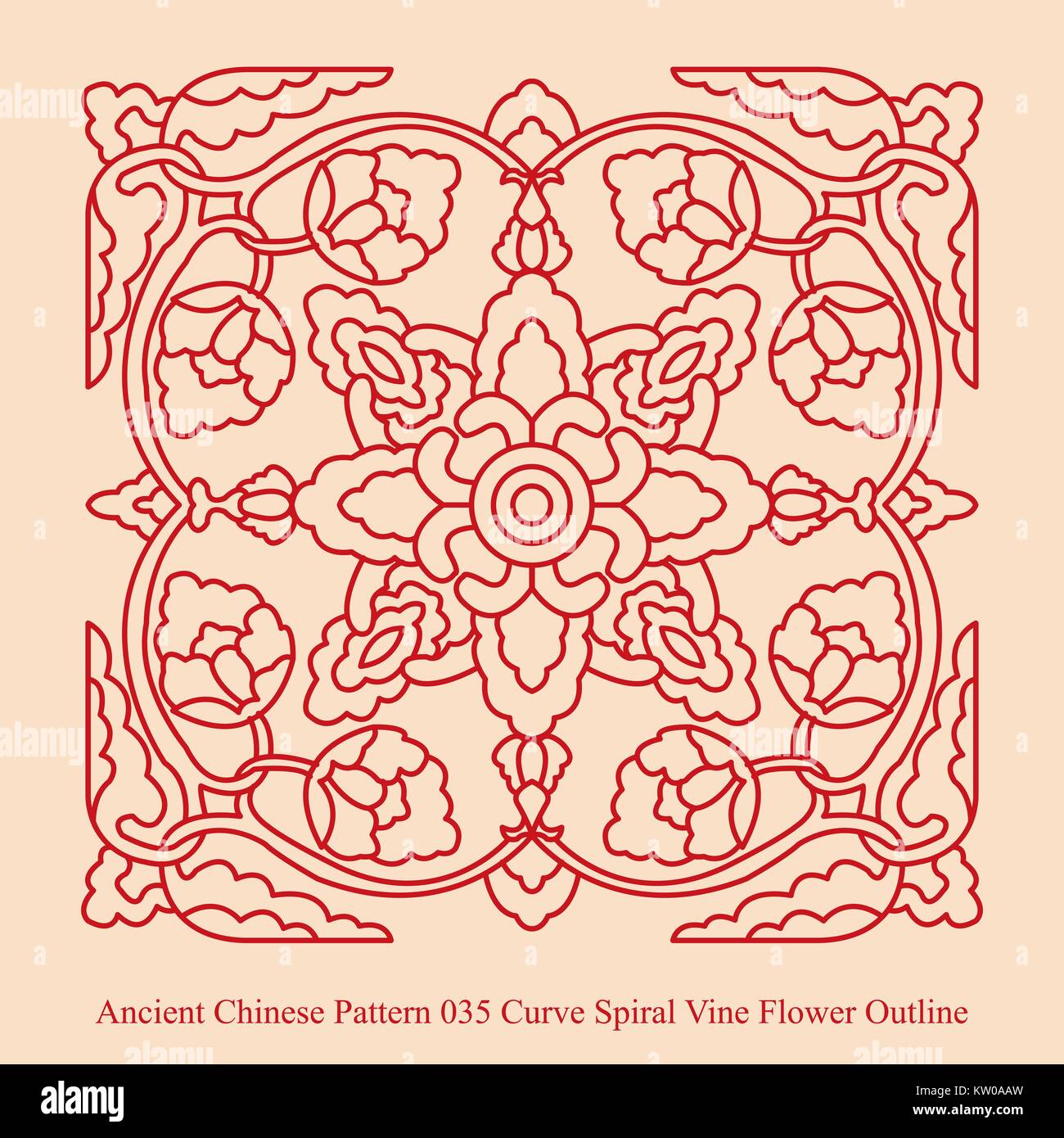 Ancient Chinese Pattern of Curve Spiral Vine Flower Outline Stock ...