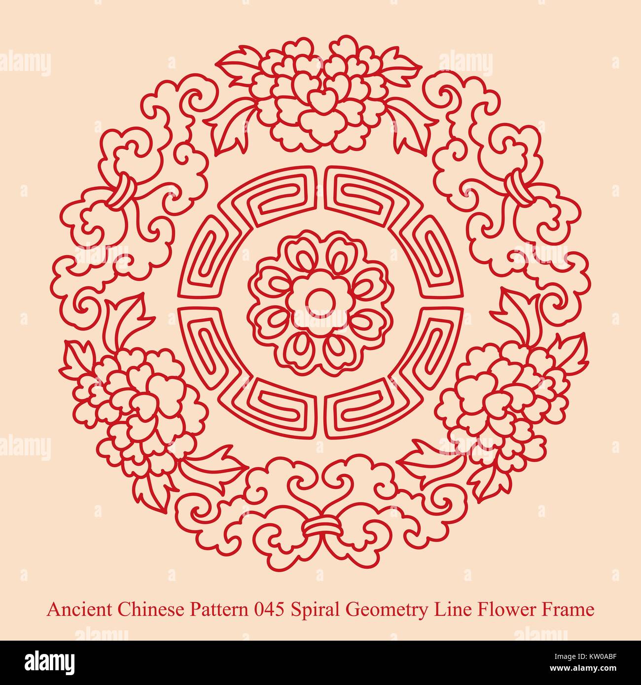 Ancient Chinese Pattern of Spiral Geometry Line Flower Frame Stock ...