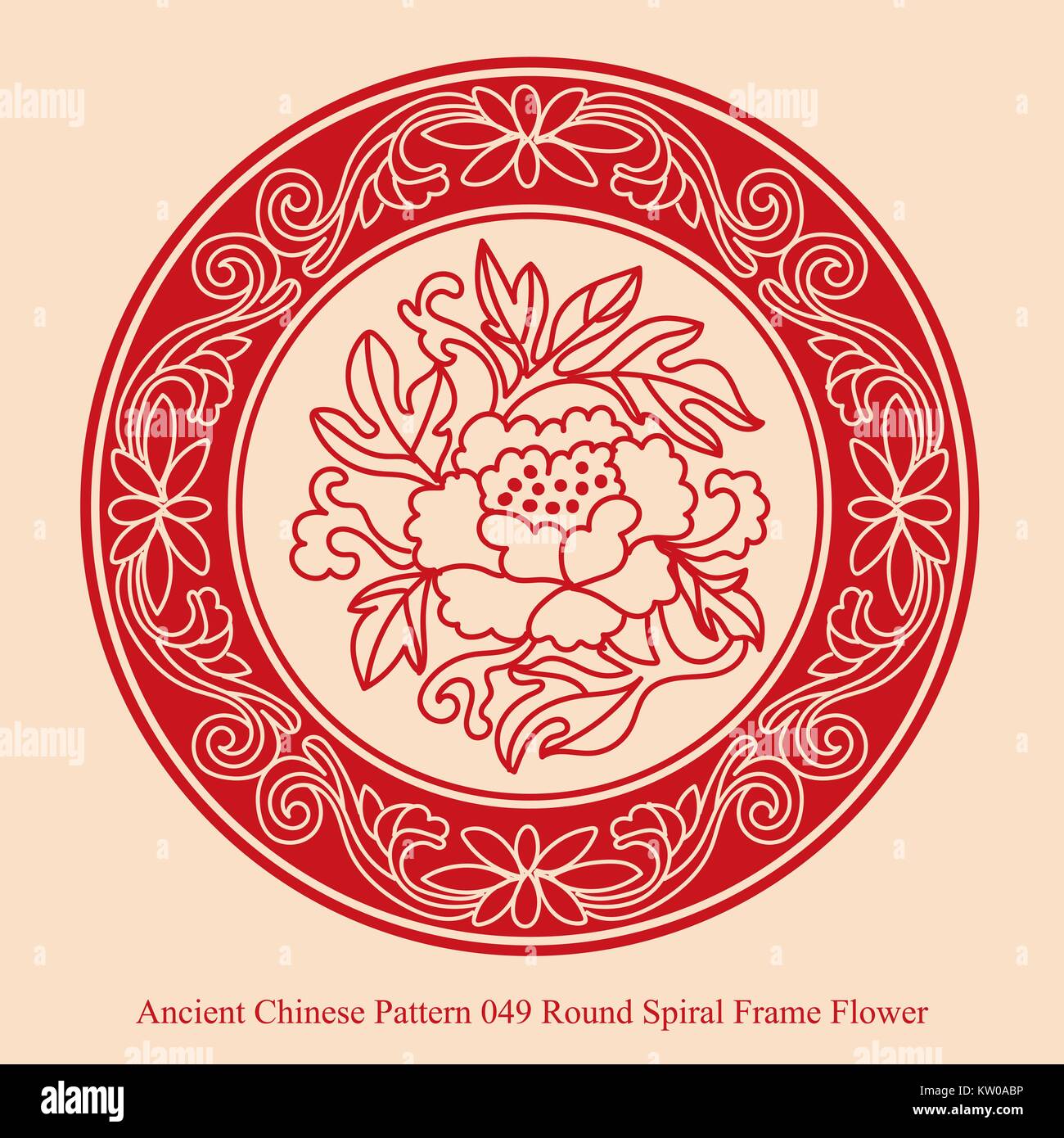 Ancient Chinese Pattern of Round Spiral Frame Flower Stock Vector Image ...
