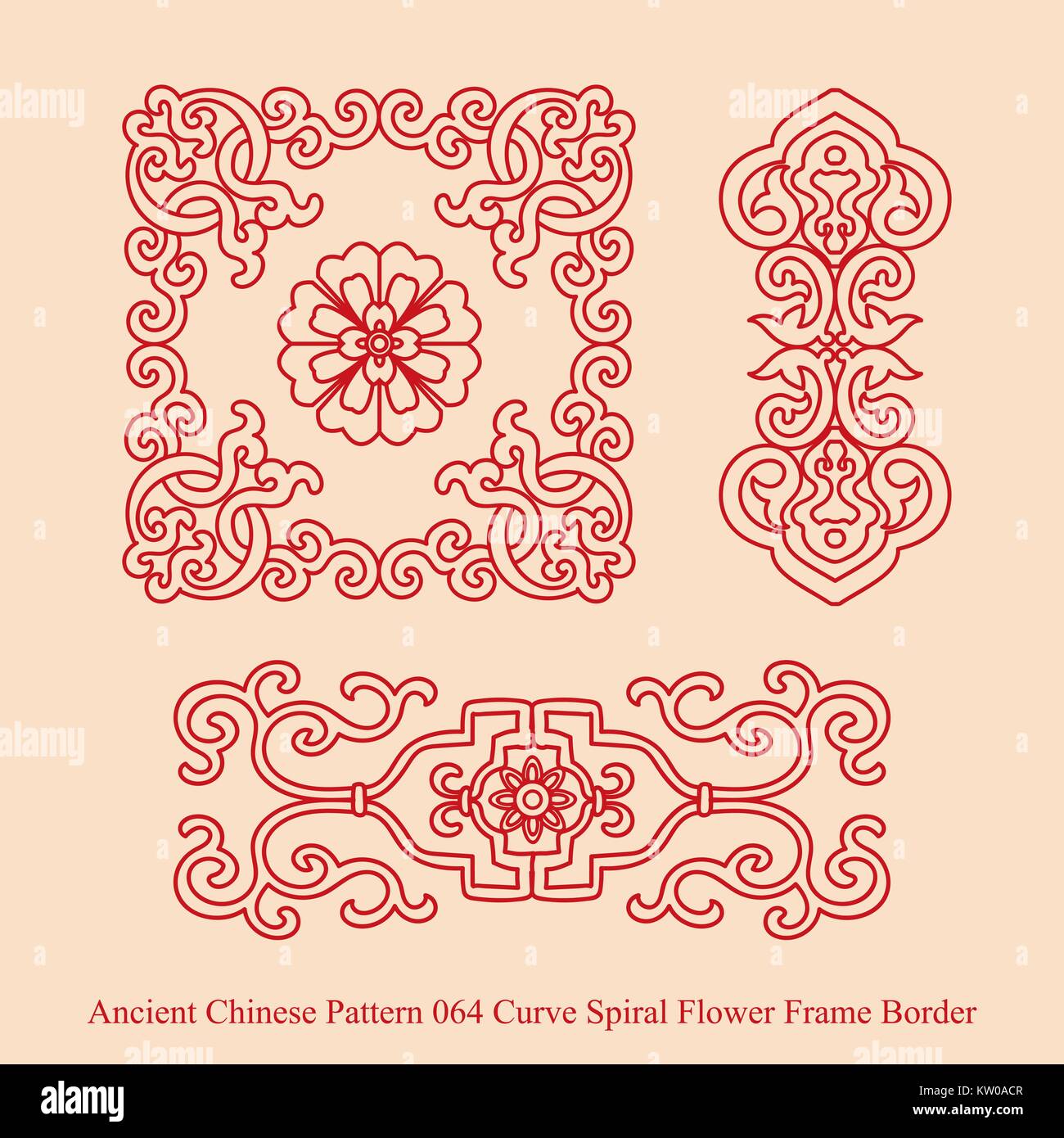 Ancient Chinese Pattern of Curve Spiral Flower Frame Border Stock ...