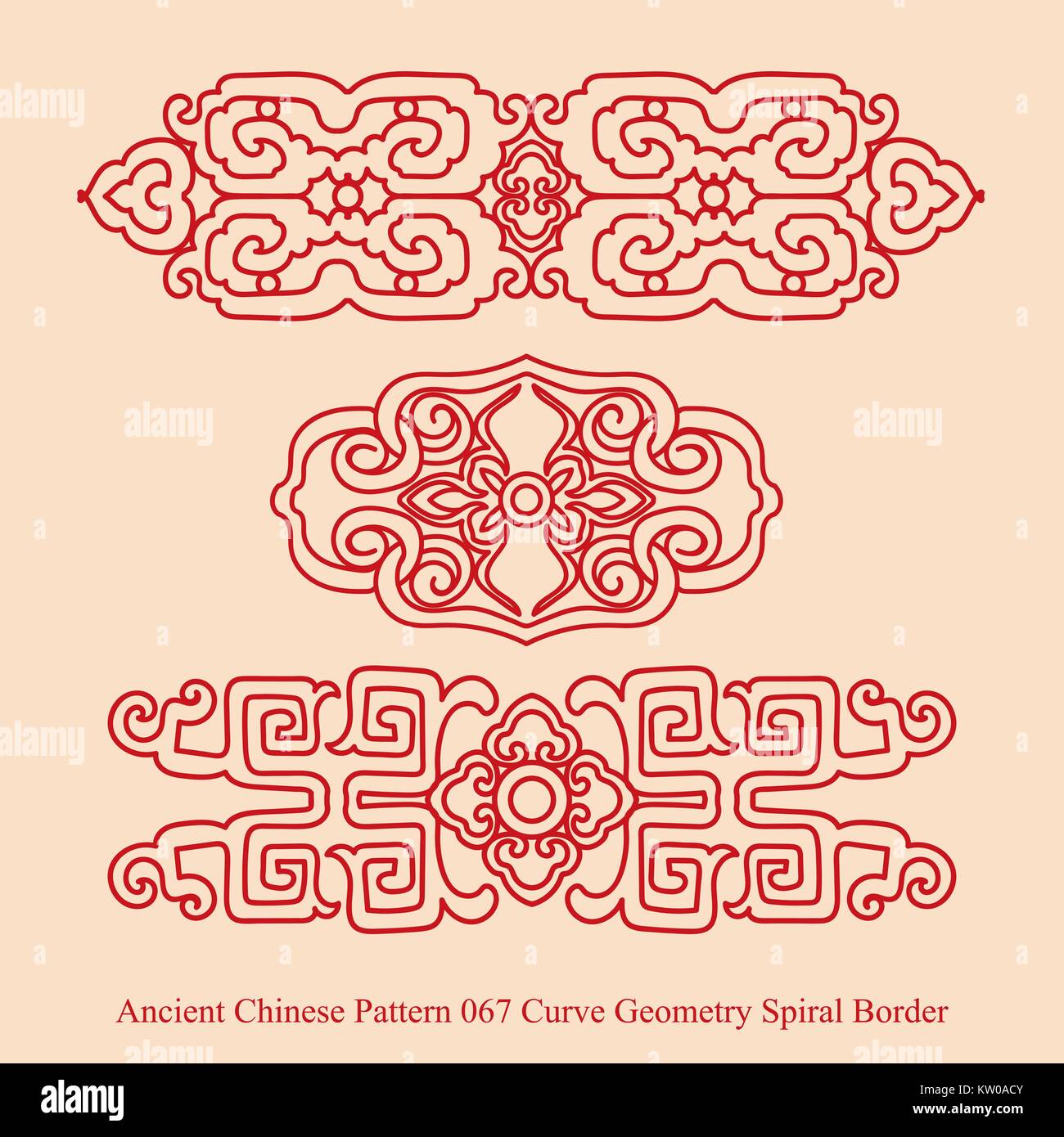 Ancient Chinese Pattern of Curve Geometry Spiral Border Stock Vector ...