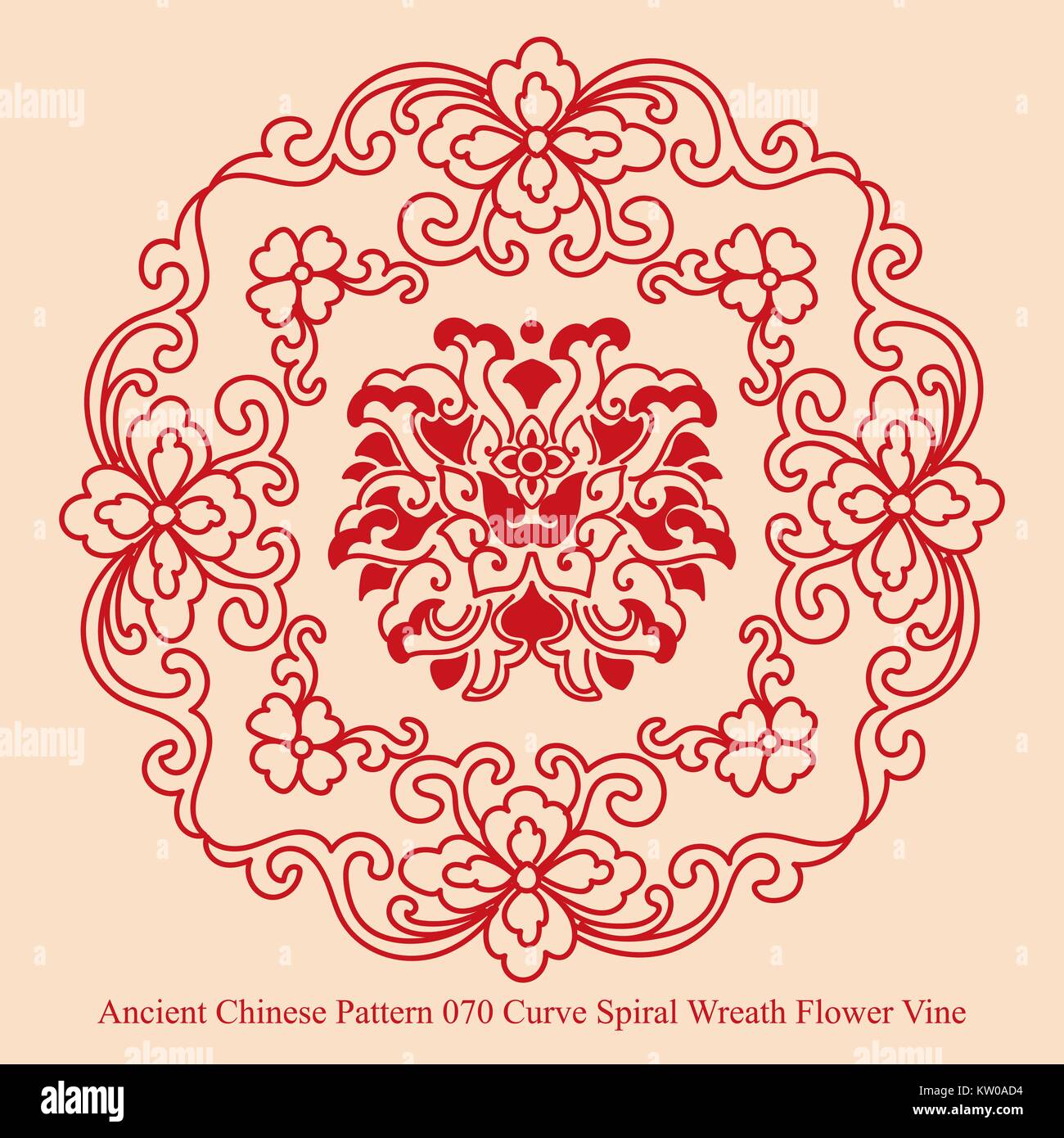 Ancient Chinese Pattern of Curve Spiral Wreath Flower Vine Stock Vector ...