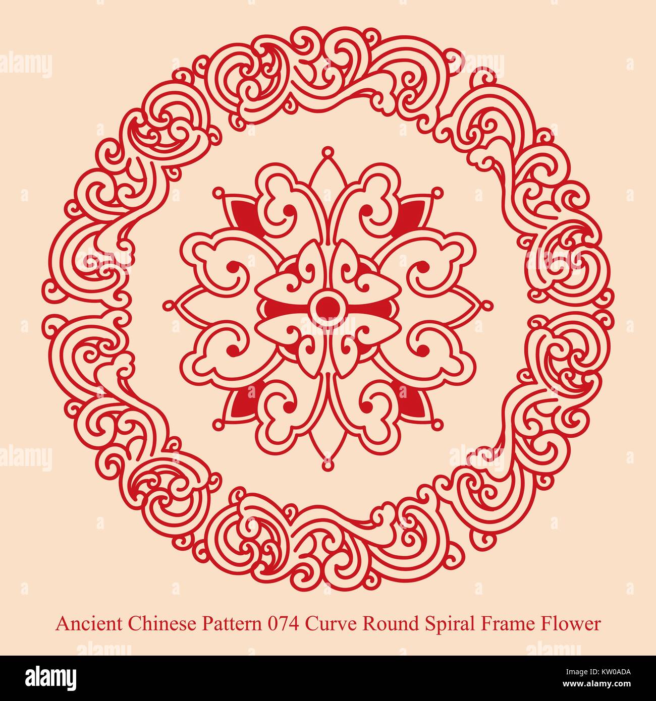 Ancient Chinese Pattern of Curve Round Spiral Frame Flower Stock Vector ...