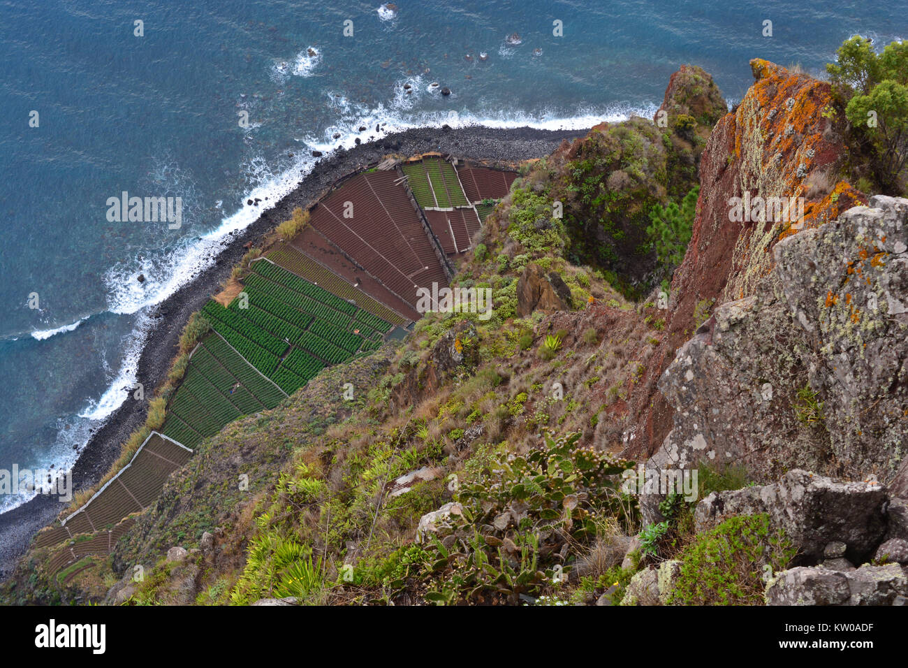View from the glass floor skywalk at Cabo Girao, Camara de Lobos ...