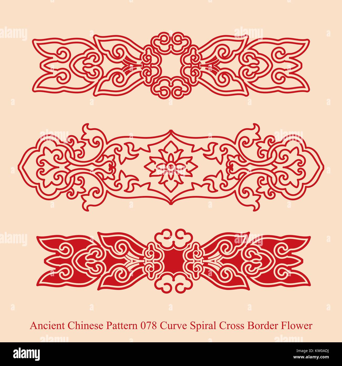 Ancient Chinese Pattern of Curve Spiral Cross Border Flower Stock ...