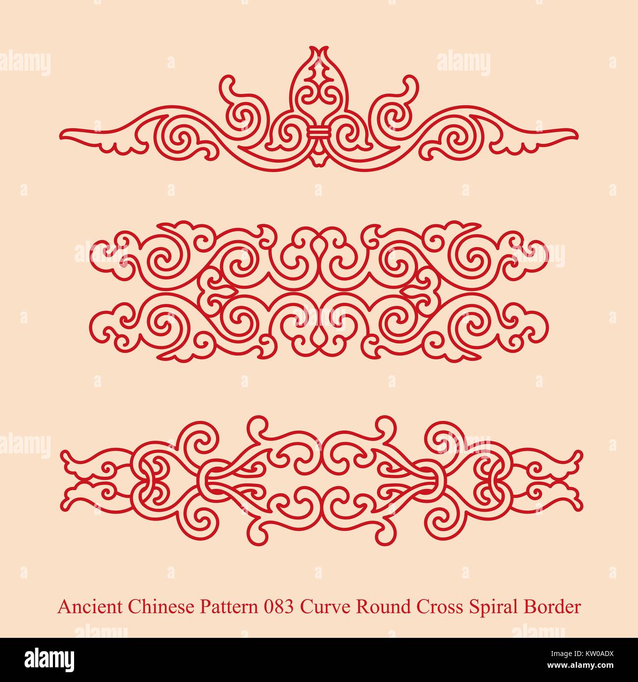 Ancient Chinese Pattern of Curve Round Cross Spiral Border Stock Vector ...