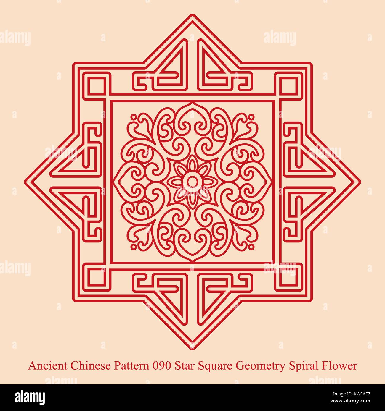 Ancient Chinese Pattern of Star Square Geometry Spiral Flower Stock ...