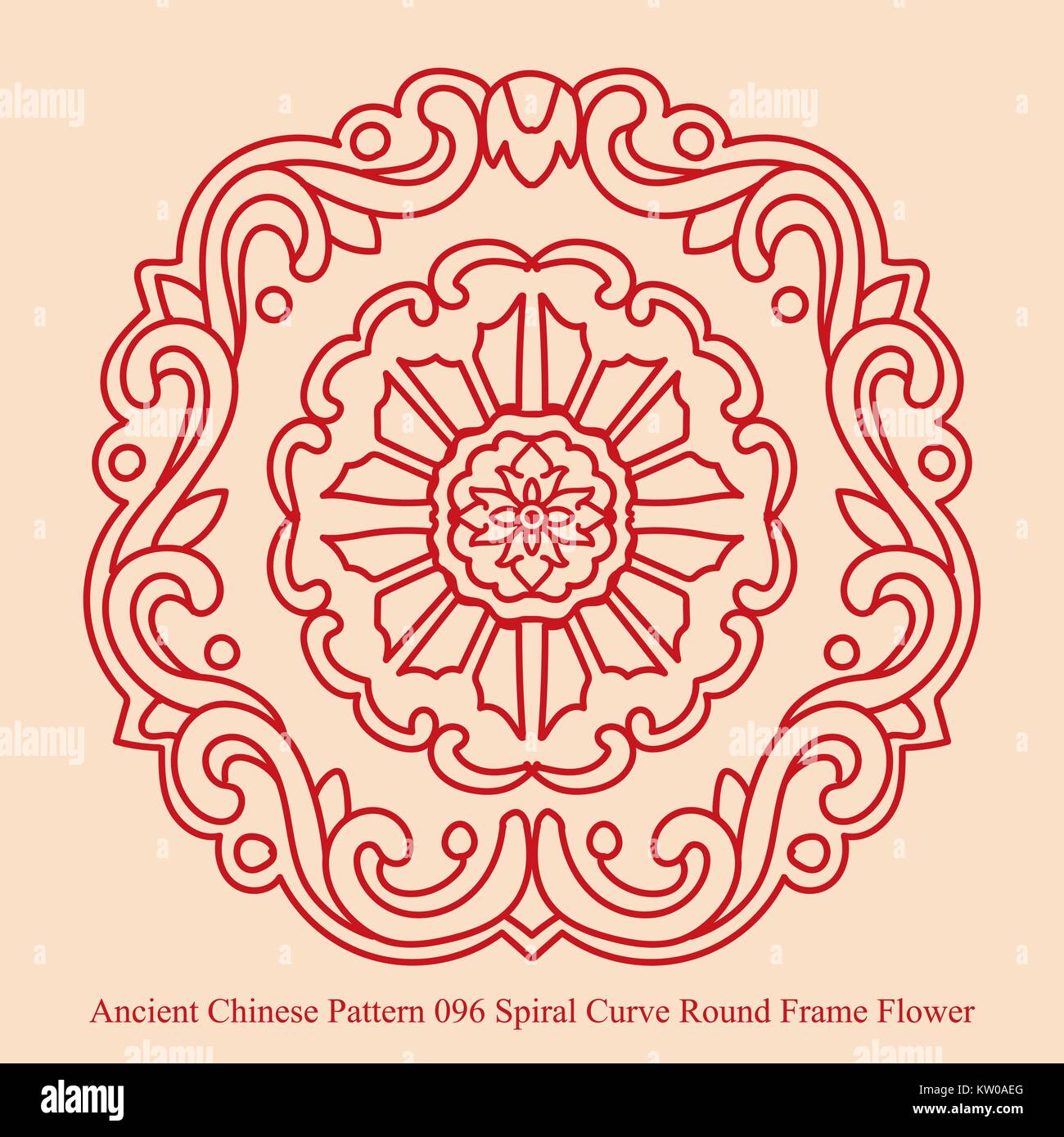 Ancient Chinese Pattern of Spiral Curve Round Frame Flower Stock Vector ...