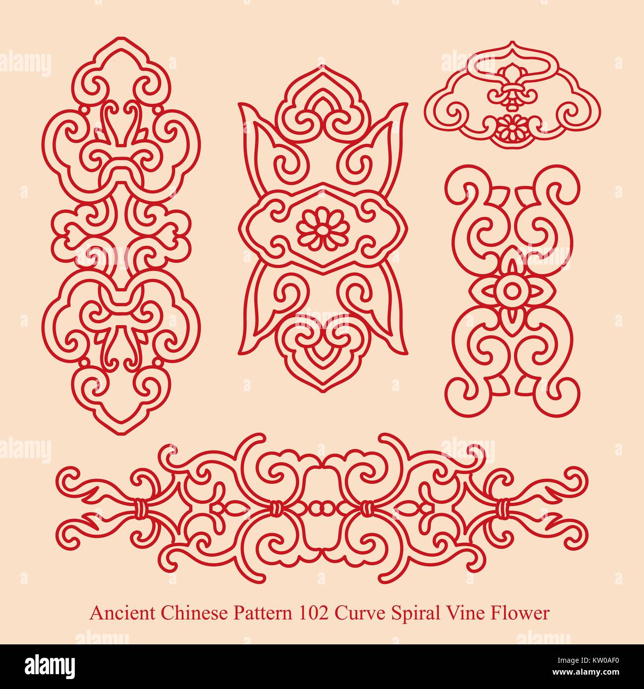 Ancient Chinese Pattern of Curve Spiral Vine Flower Stock Vector Image ...