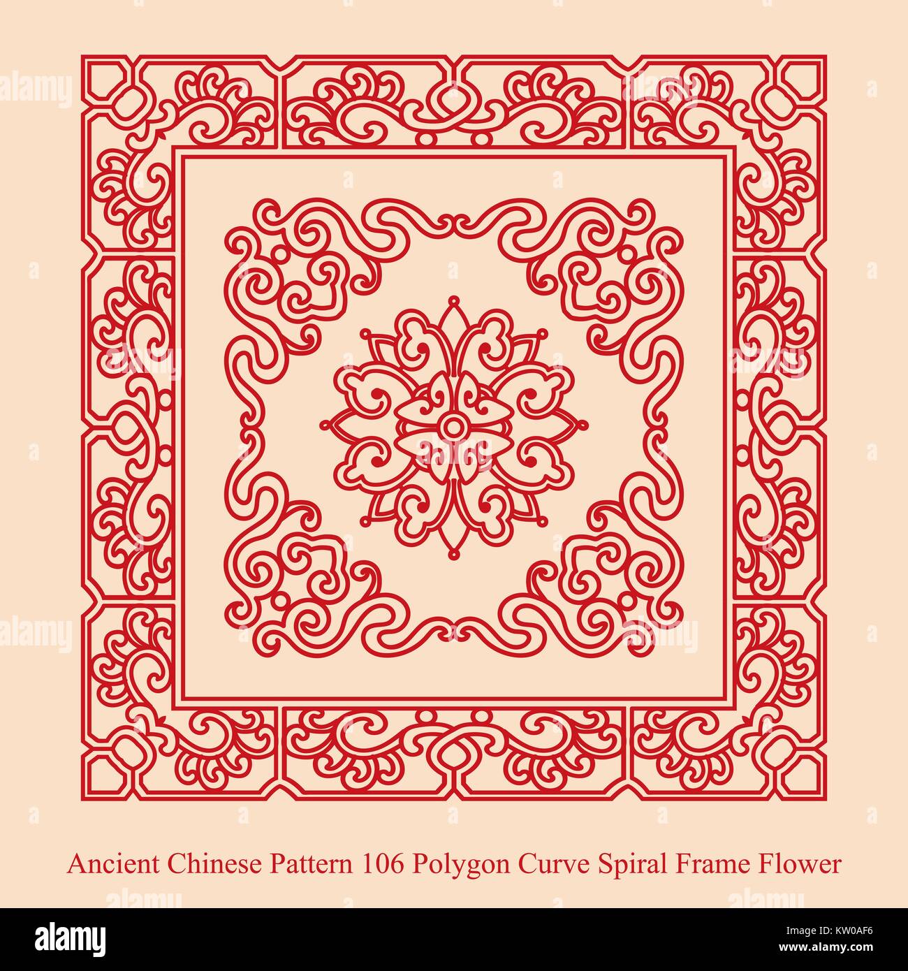 Ancient Chinese Pattern of Polygon Curve Spiral Frame Flower Stock ...