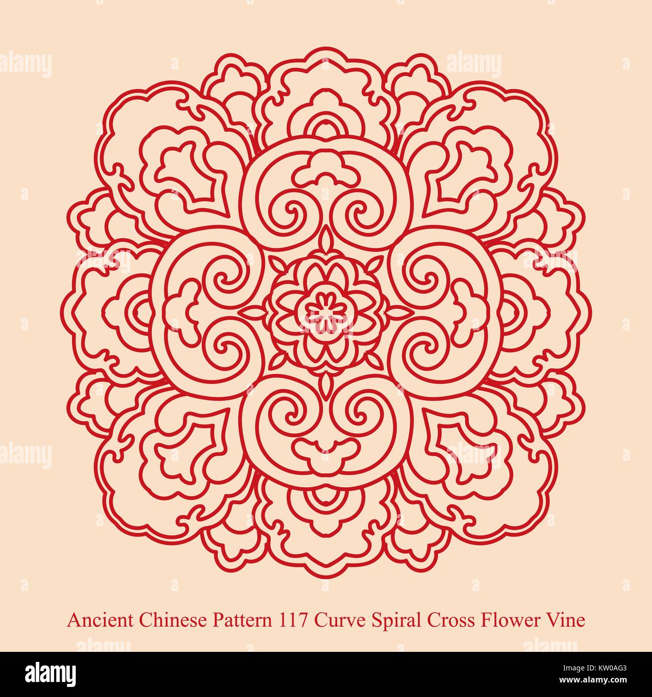 Ancient Chinese Pattern of Curve Spiral Cross Flower Vine Stock Vector ...