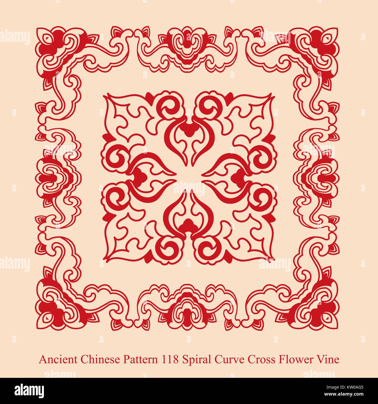 Ancient Chinese Pattern of Spiral Curve Cross Flower Vine Stock Vector ...