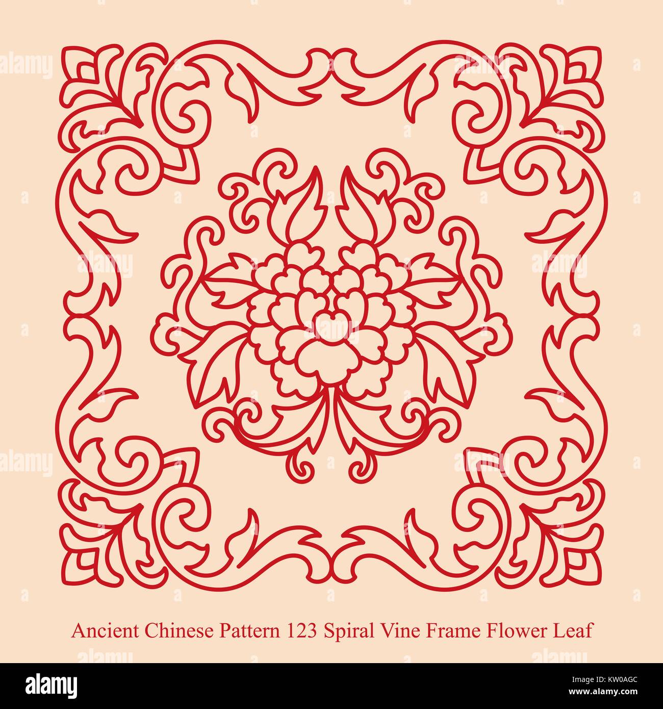 Ancient Chinese Pattern of Spiral Vine Frame Flower Leaf Stock Vector ...