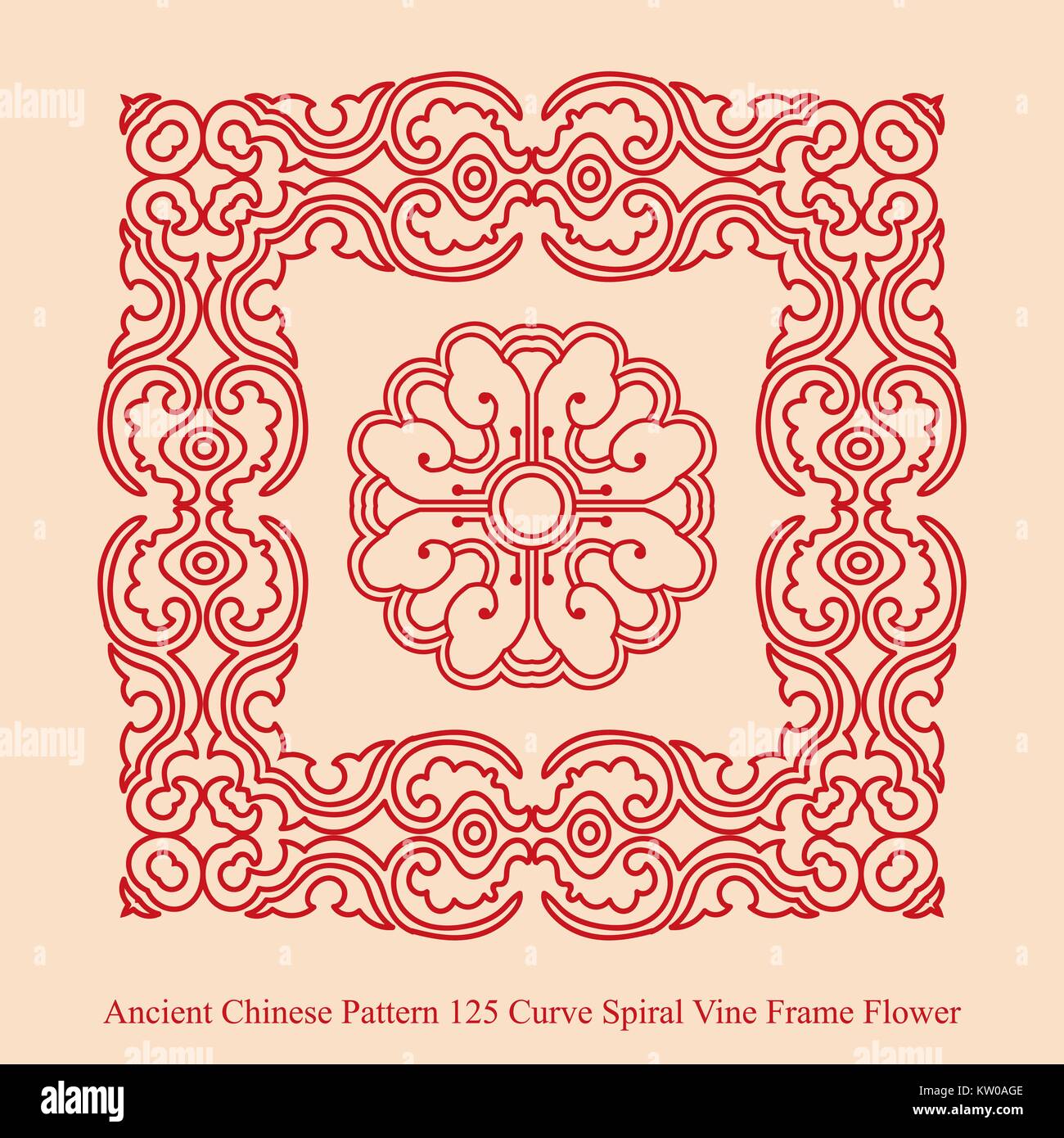 Ancient Chinese Pattern of Curve Spiral Vine Frame Flower Stock Vector ...