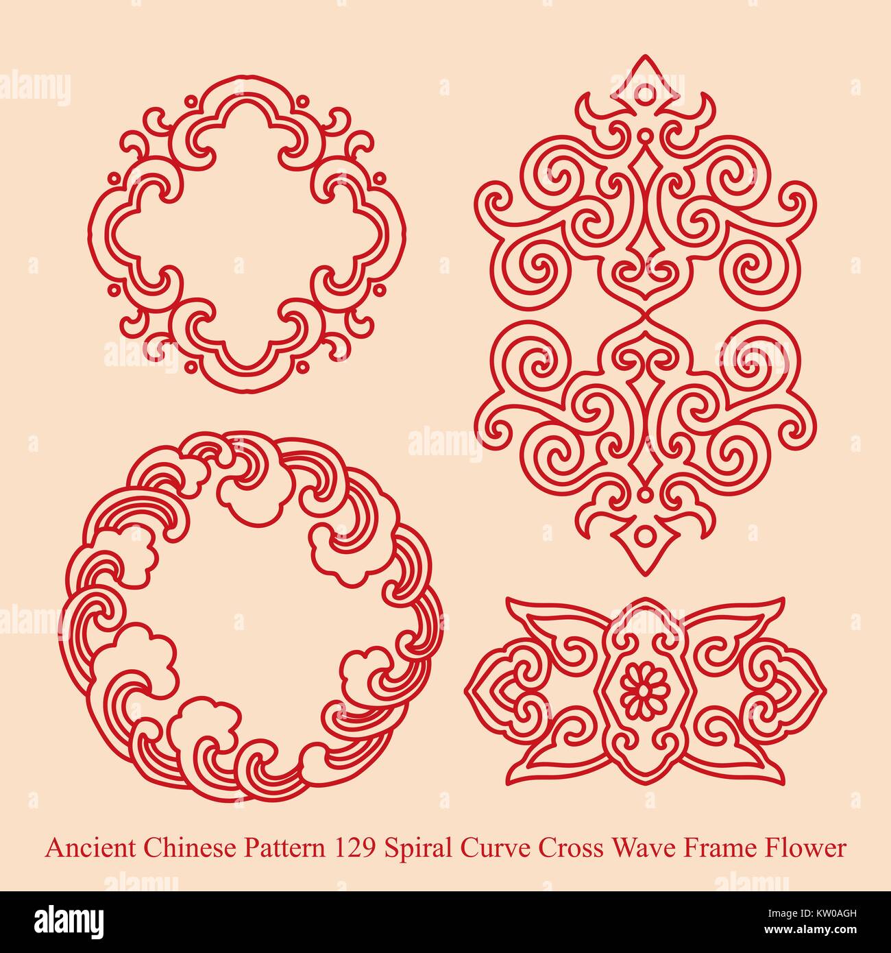 Ancient Chinese Pattern of Spiral Curve Cross Wave Frame Flower Stock ...
