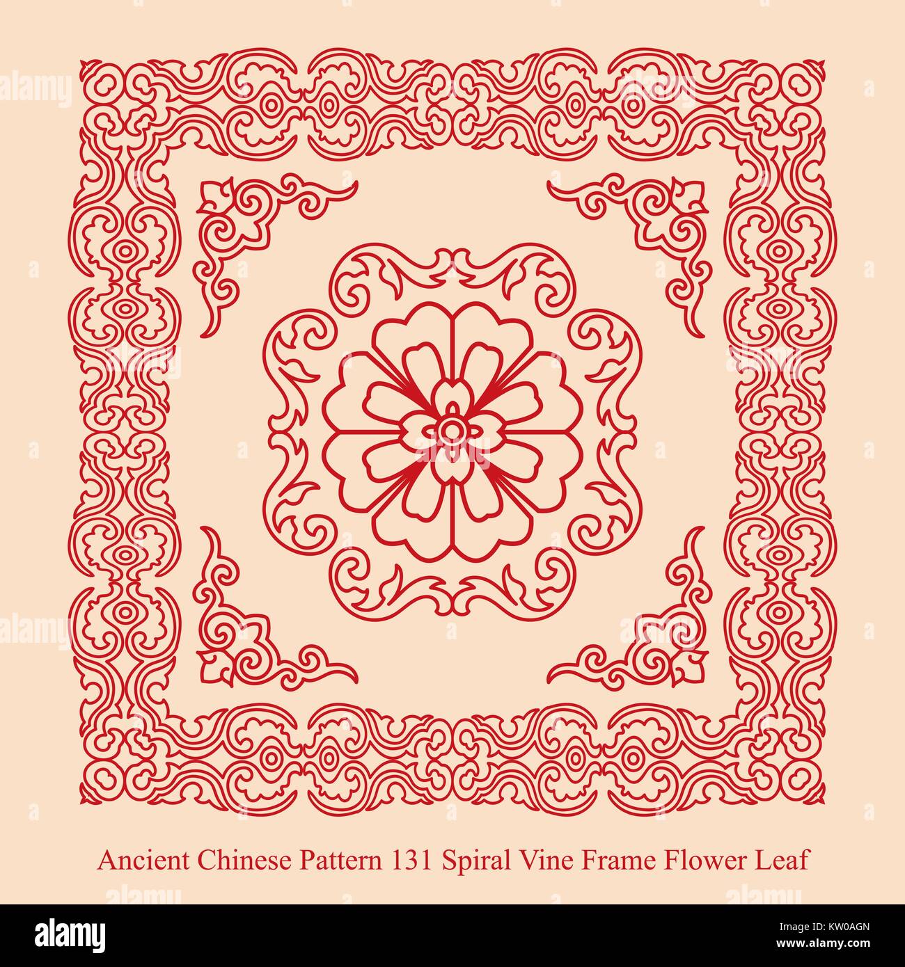Ancient Chinese Pattern of Spiral Vine Frame Flower Leaf Stock Vector ...