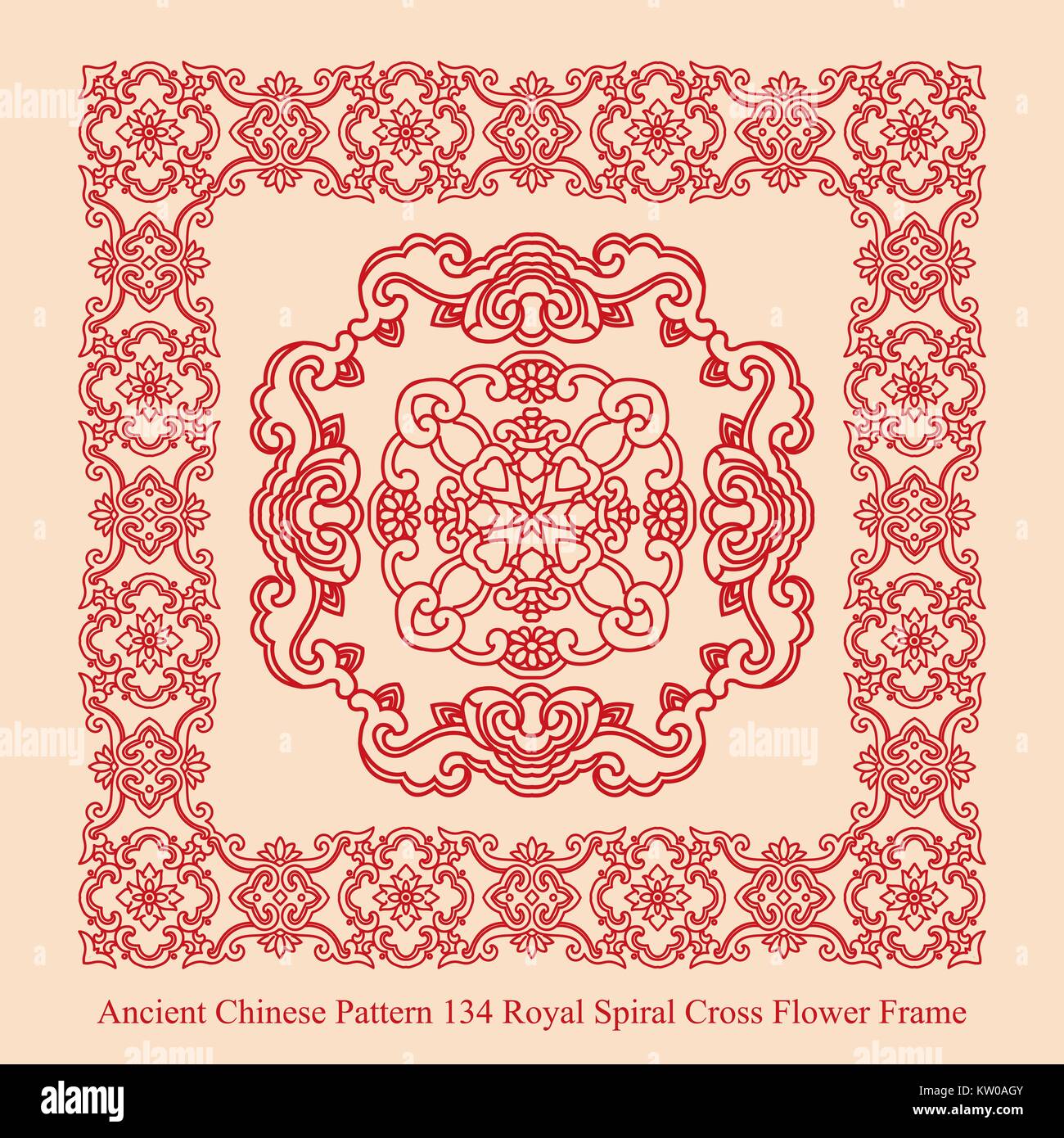 Ancient Chinese Pattern of Royal Spiral Cross Flower Frame Stock Vector ...