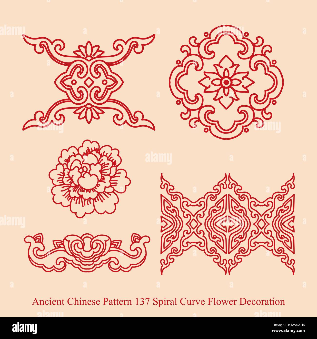 Ancient Chinese Pattern of Spiral Curve Flower Decoration Stock Vector ...