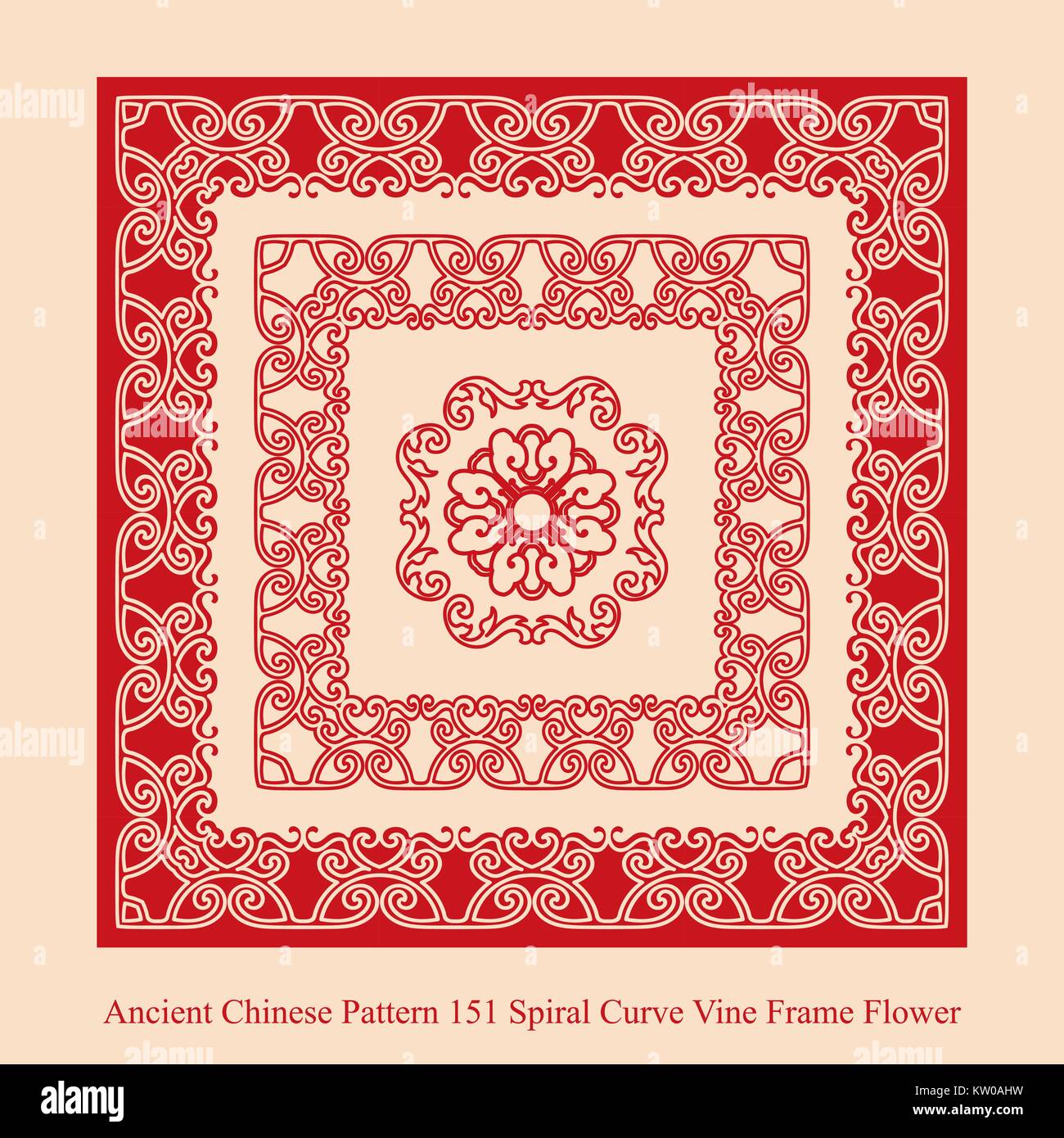 Ancient Chinese Pattern of Spiral Curve Vine Frame Flower Stock Vector ...