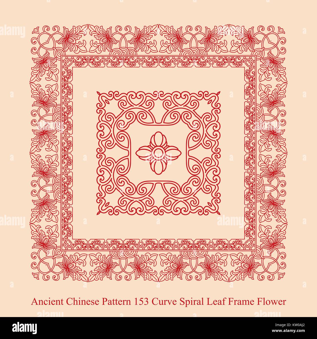 Ancient Chinese Pattern of Curve Spiral Leaf Frame Flower Stock Vector ...