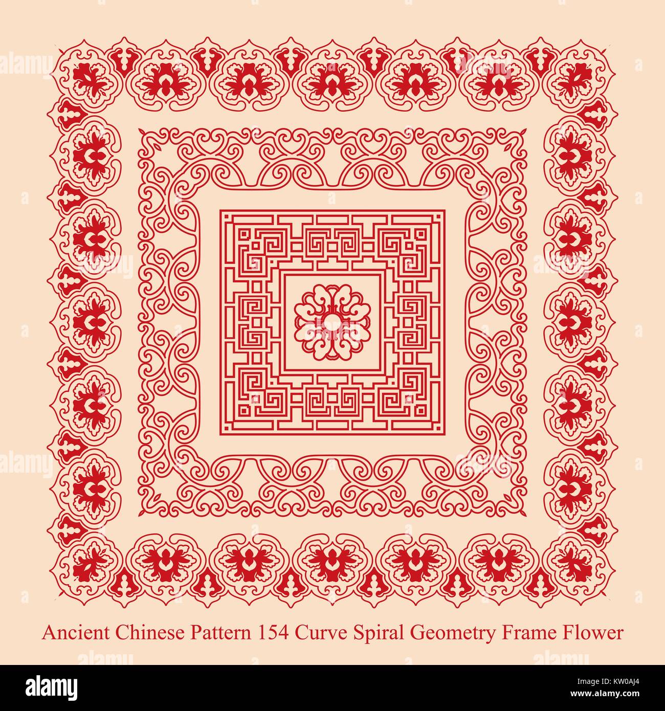 Ancient Chinese Pattern of Curve Spiral Geometry Frame Flower Stock ...