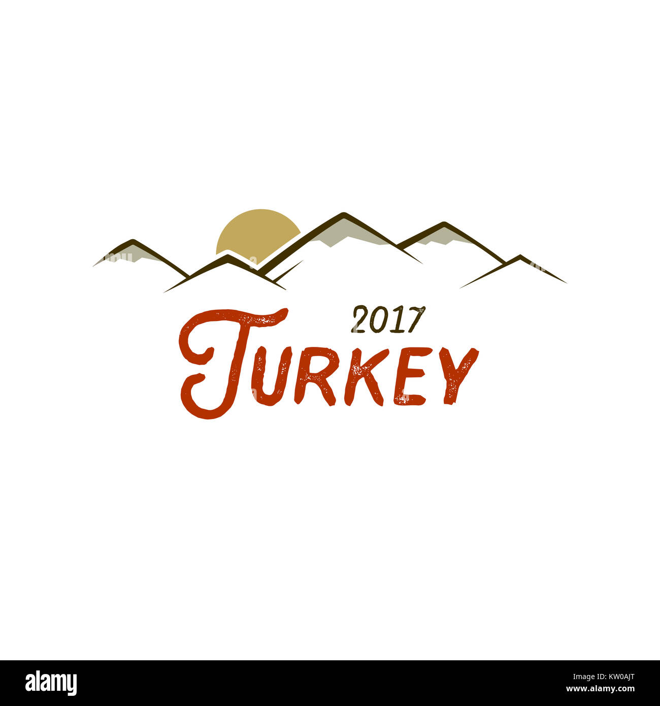 Turkey 2017 typography poster. Mountains, sun and text design. Isolated ...