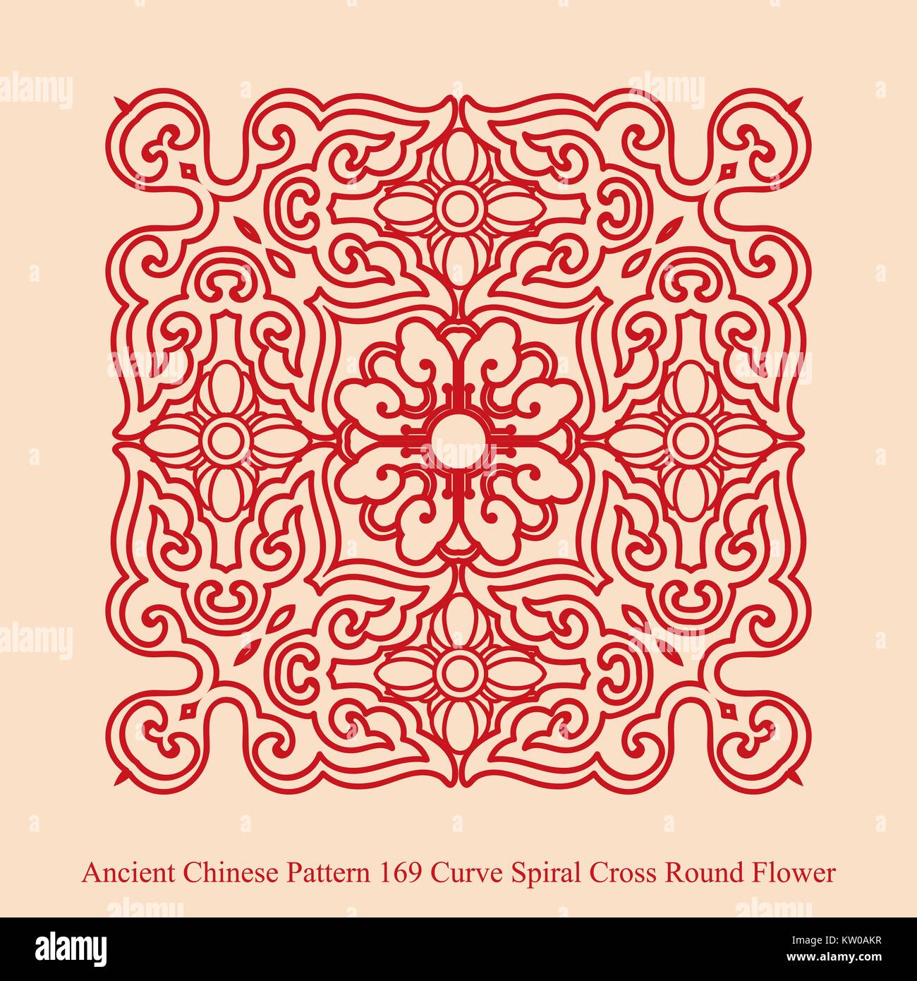Ancient Chinese Pattern of Curve Spiral Cross Round Flower Stock Vector ...