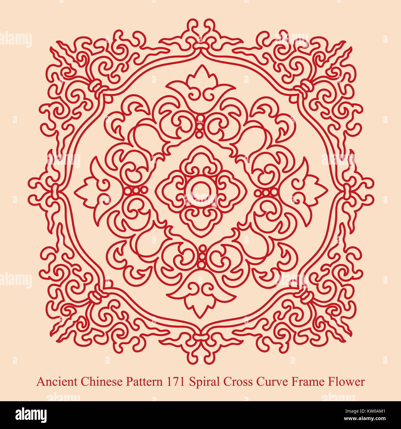 Ancient Chinese Pattern of Spiral Cross Curve Frame Flower Stock Vector ...