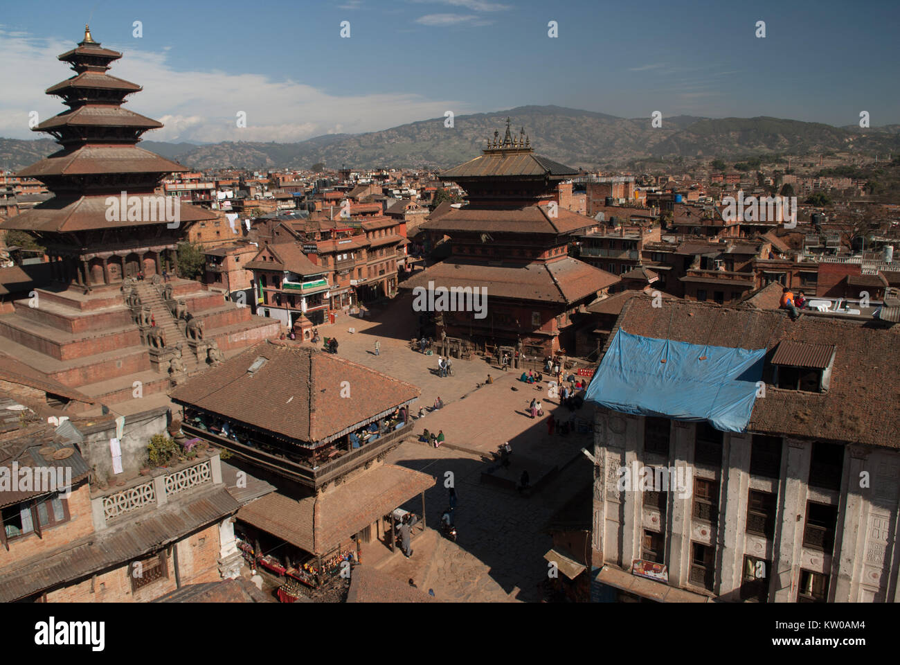 Main market square of the ancient Nepalese city of Bkakhtapur ...