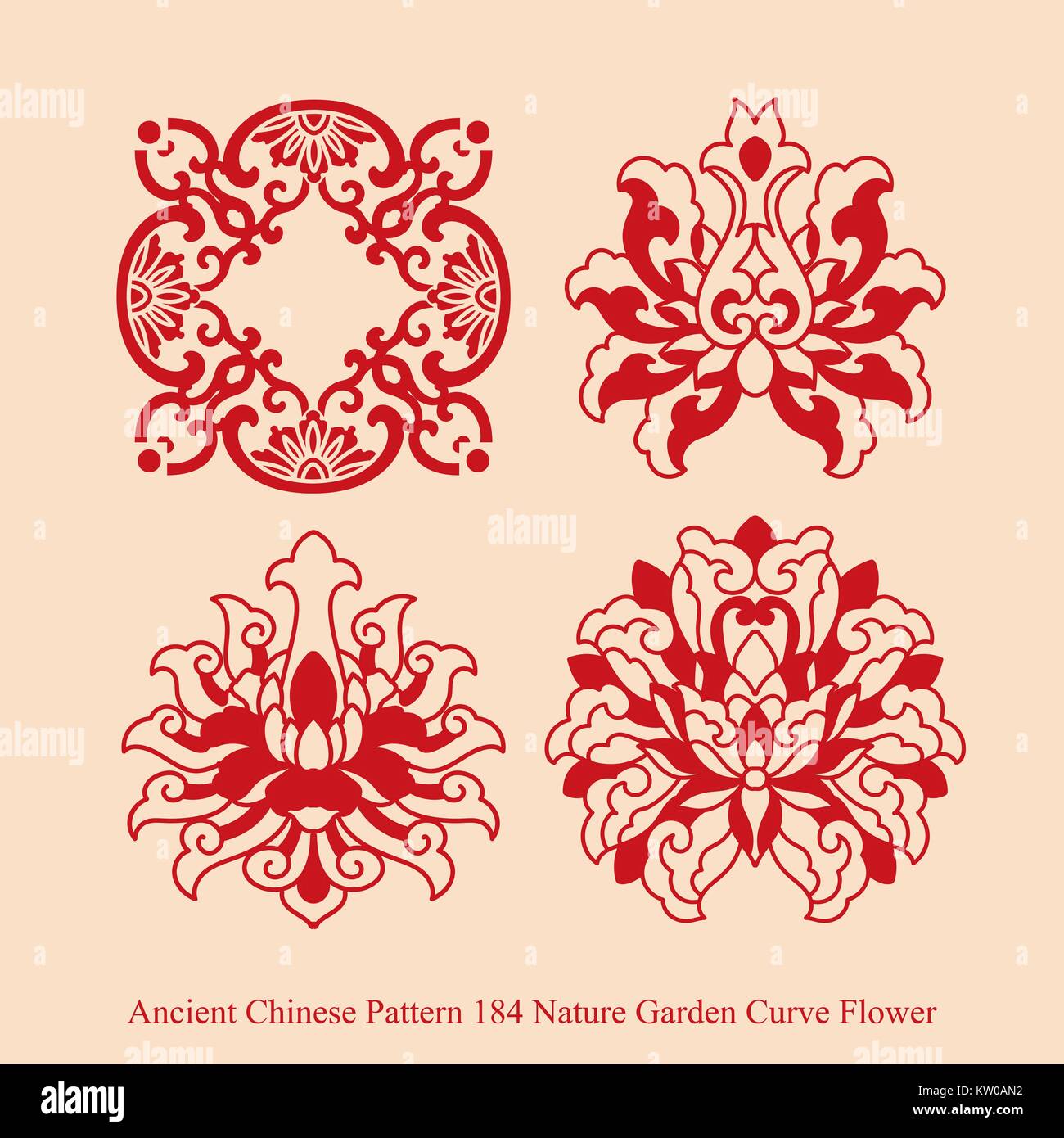 Ancient Chinese Pattern of Nature Garden Curve Flower Stock Vector ...