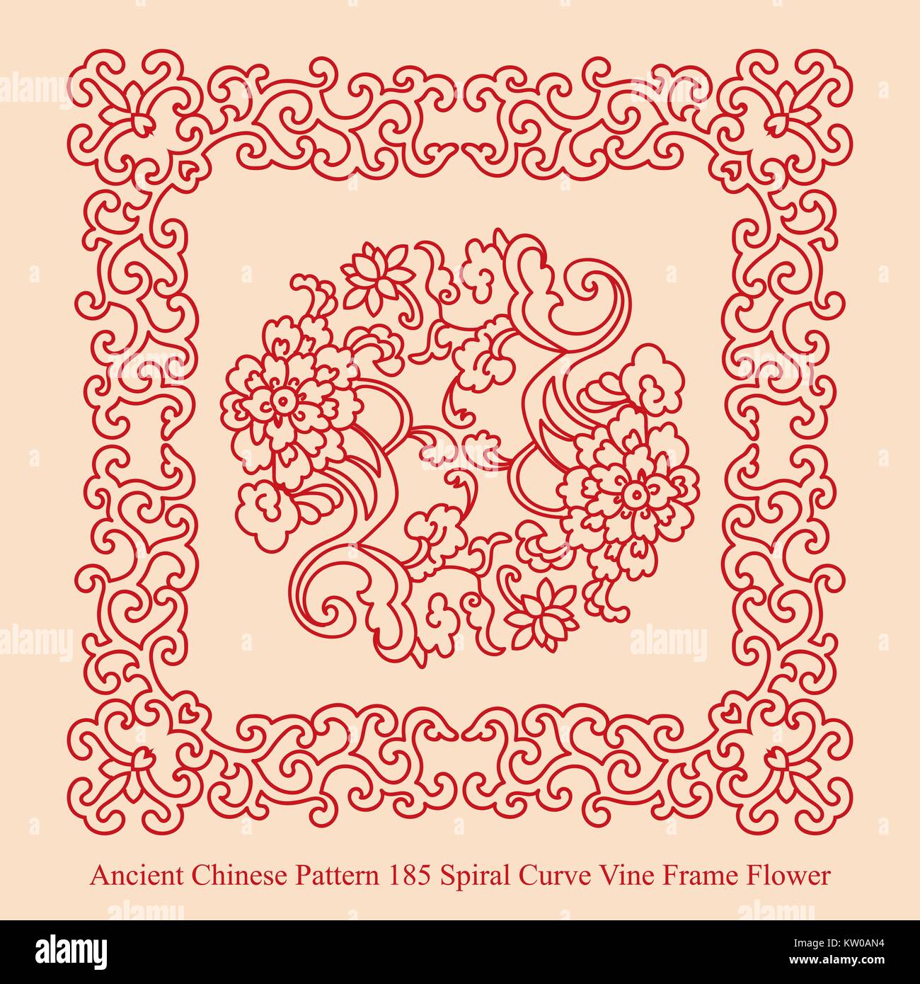 Ancient Chinese Pattern of Spiral Curve Vine Frame Flower Stock Vector ...
