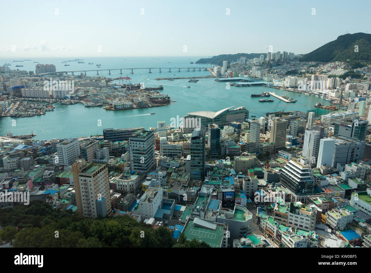 Aerial view of Busan city from Busan Tower. Busan formerly known as ...