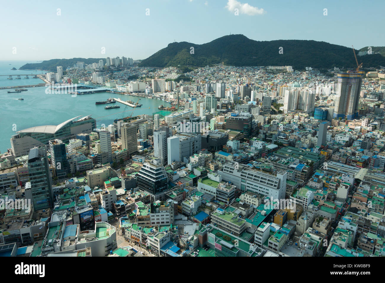 Aerial view of Busan city from Busan Tower. Busan formerly known as ...