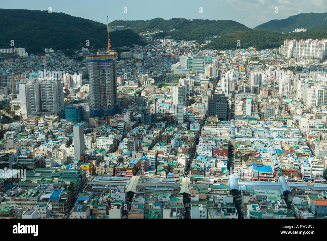 Aerial view of Busan city from Busan Tower. Busan formerly known as ...