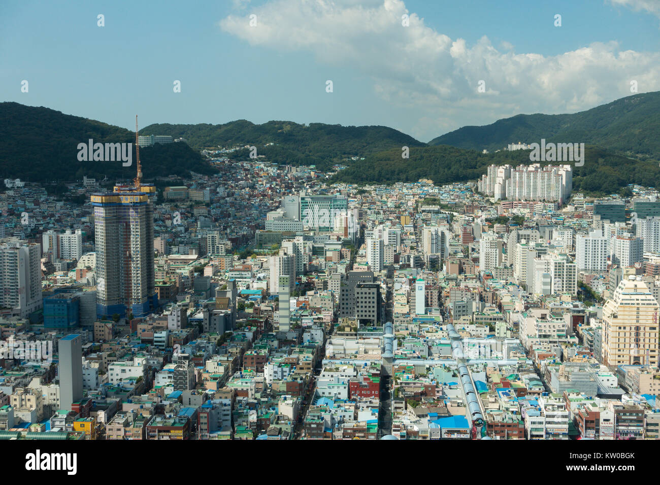 Aerial view of Busan city from Busan Tower. Busan formerly known as ...