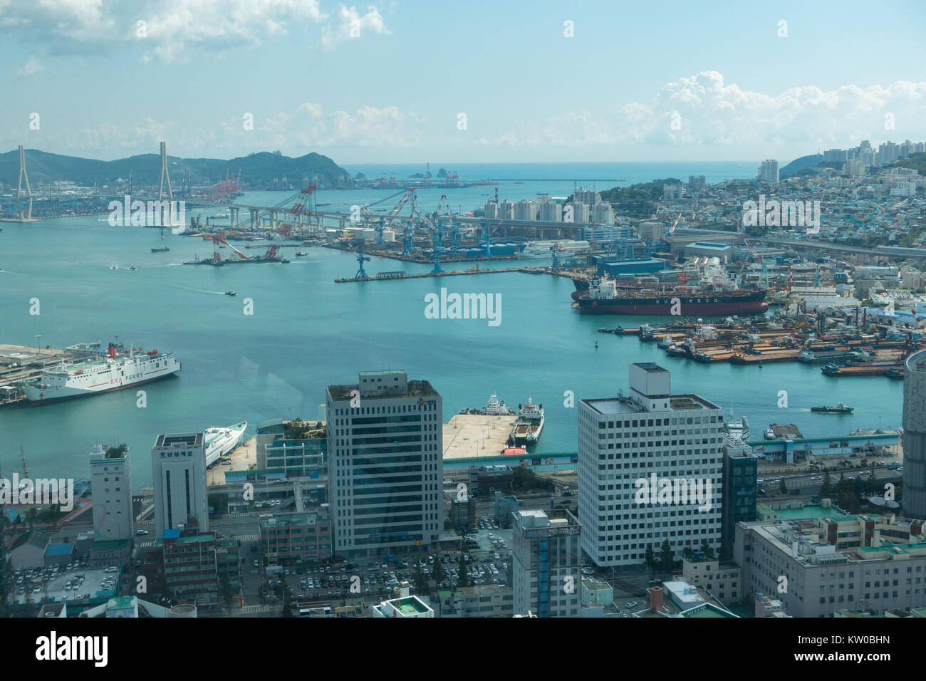 Aerial view of Busan city from Busan Tower. Busan formerly known as ...